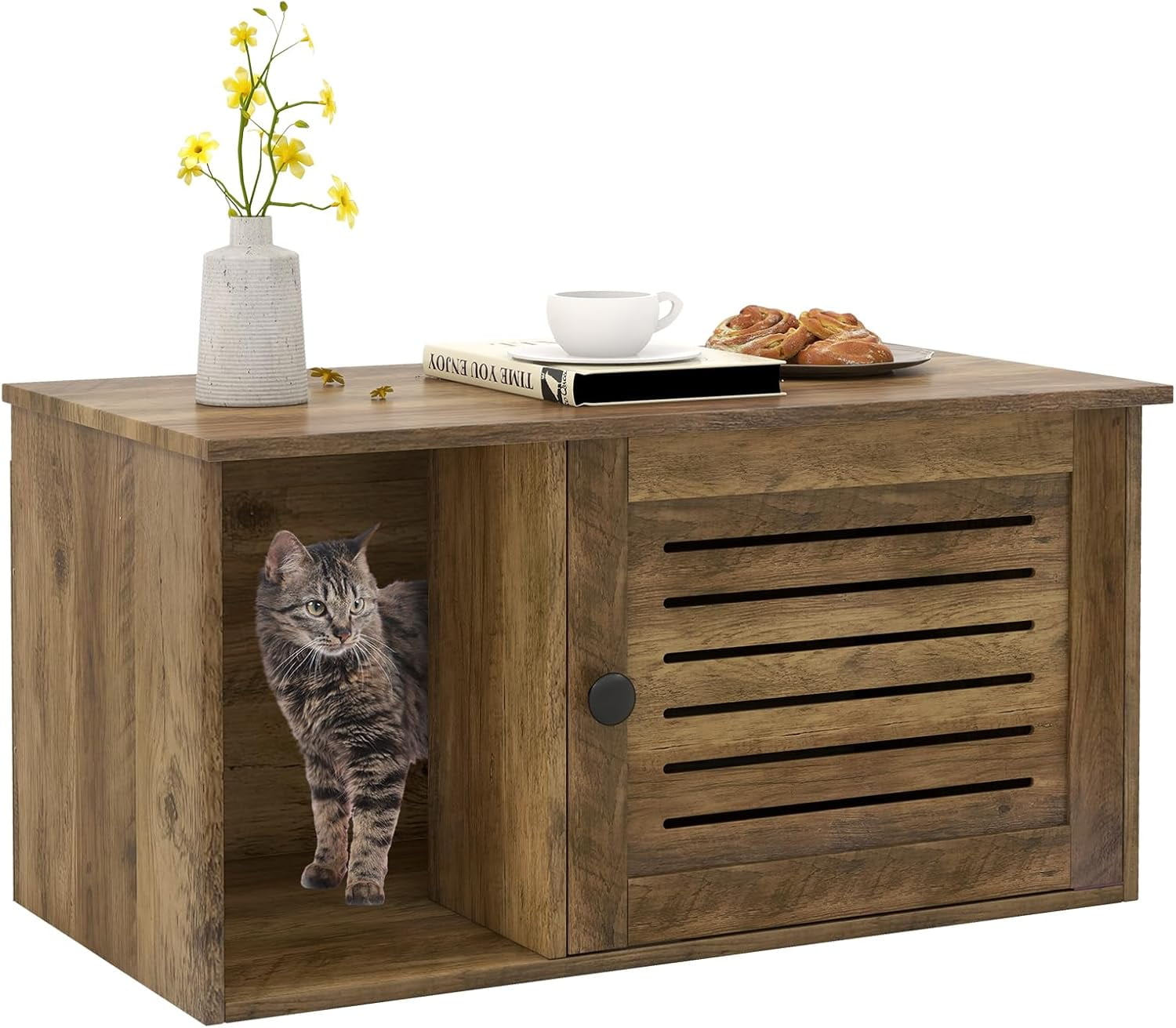 zalema Cat Litter Box Enclosure - Litter Box Hidden Furniture with ...