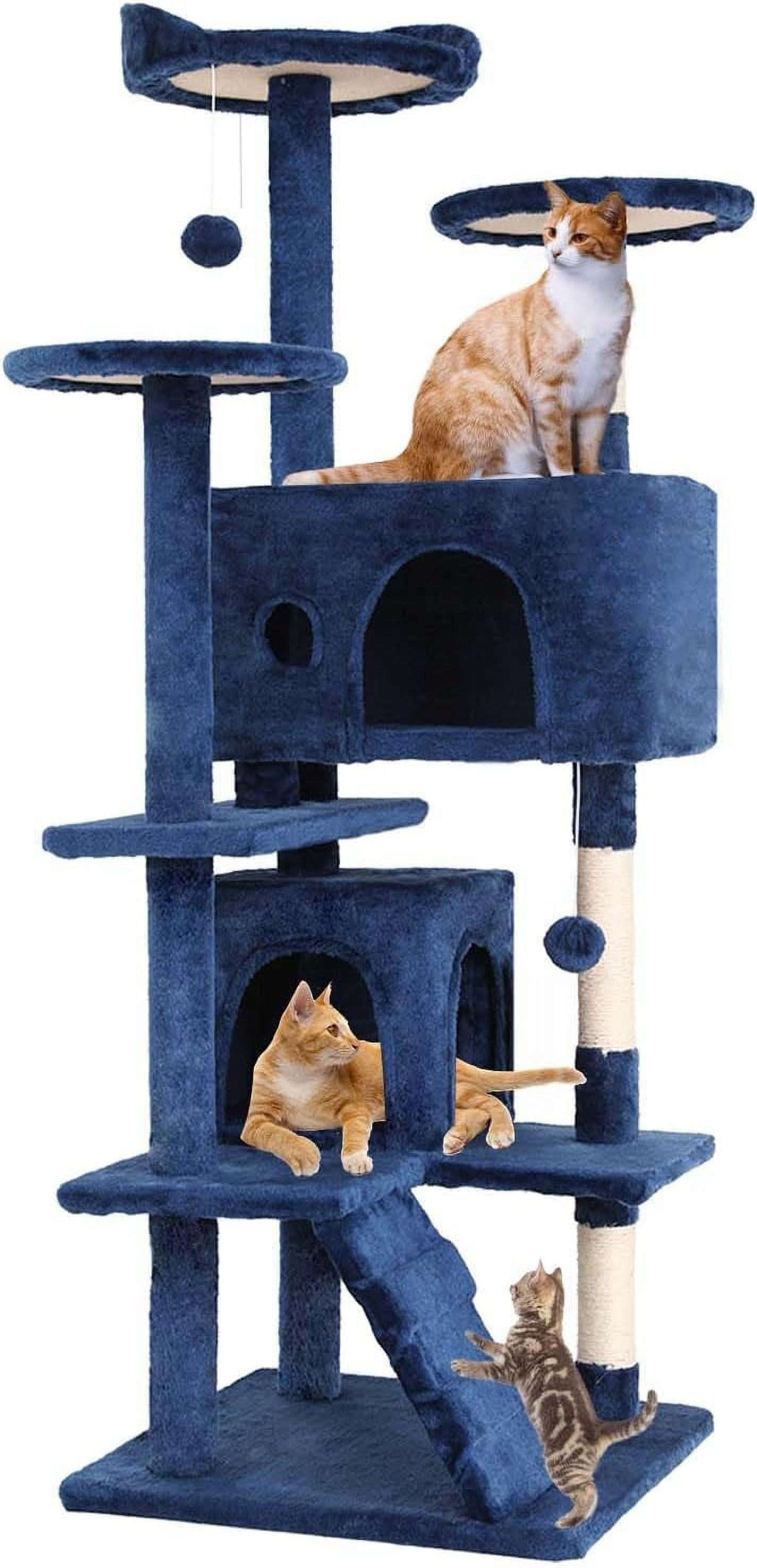 zalema Cat Tree 54 Inch Cat Tower Condo Cat House for Indoor Cats ...