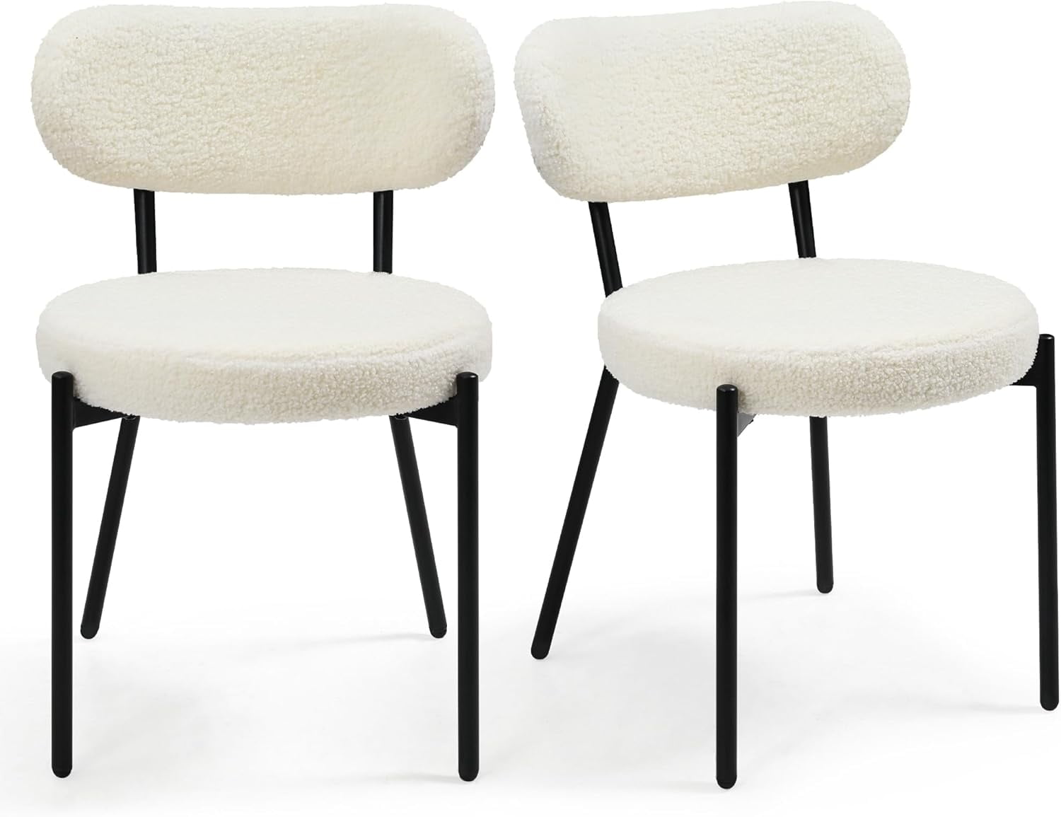zalema Dining Chairs Set of 2 pcs, Boucle Comfortable Upholstered Seat ...