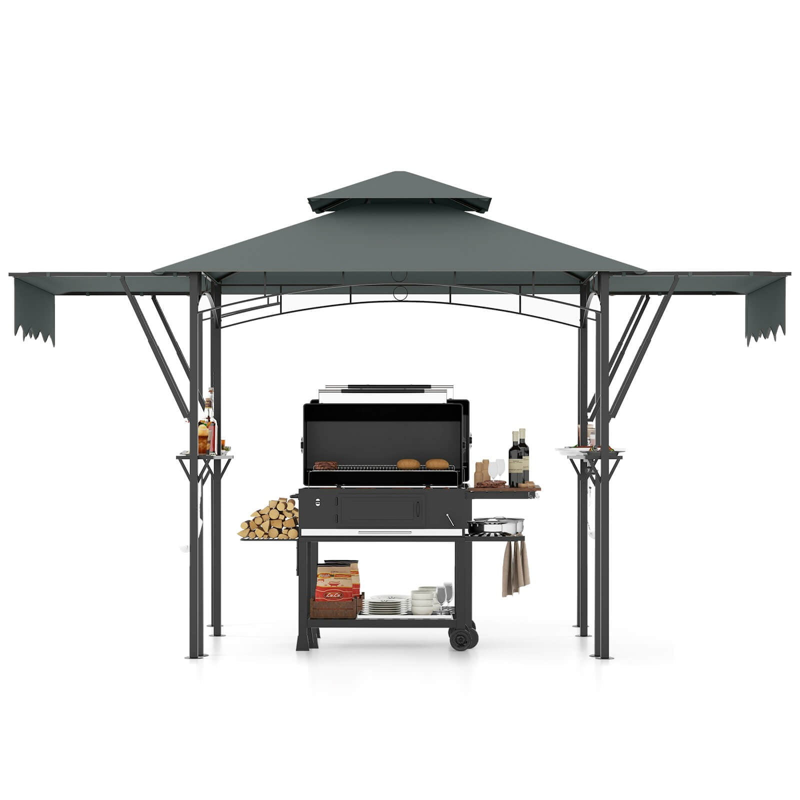 zalema Grill Gazebo with Extra Awning Outdoor Grill Canopy BBQ Gazebo ...