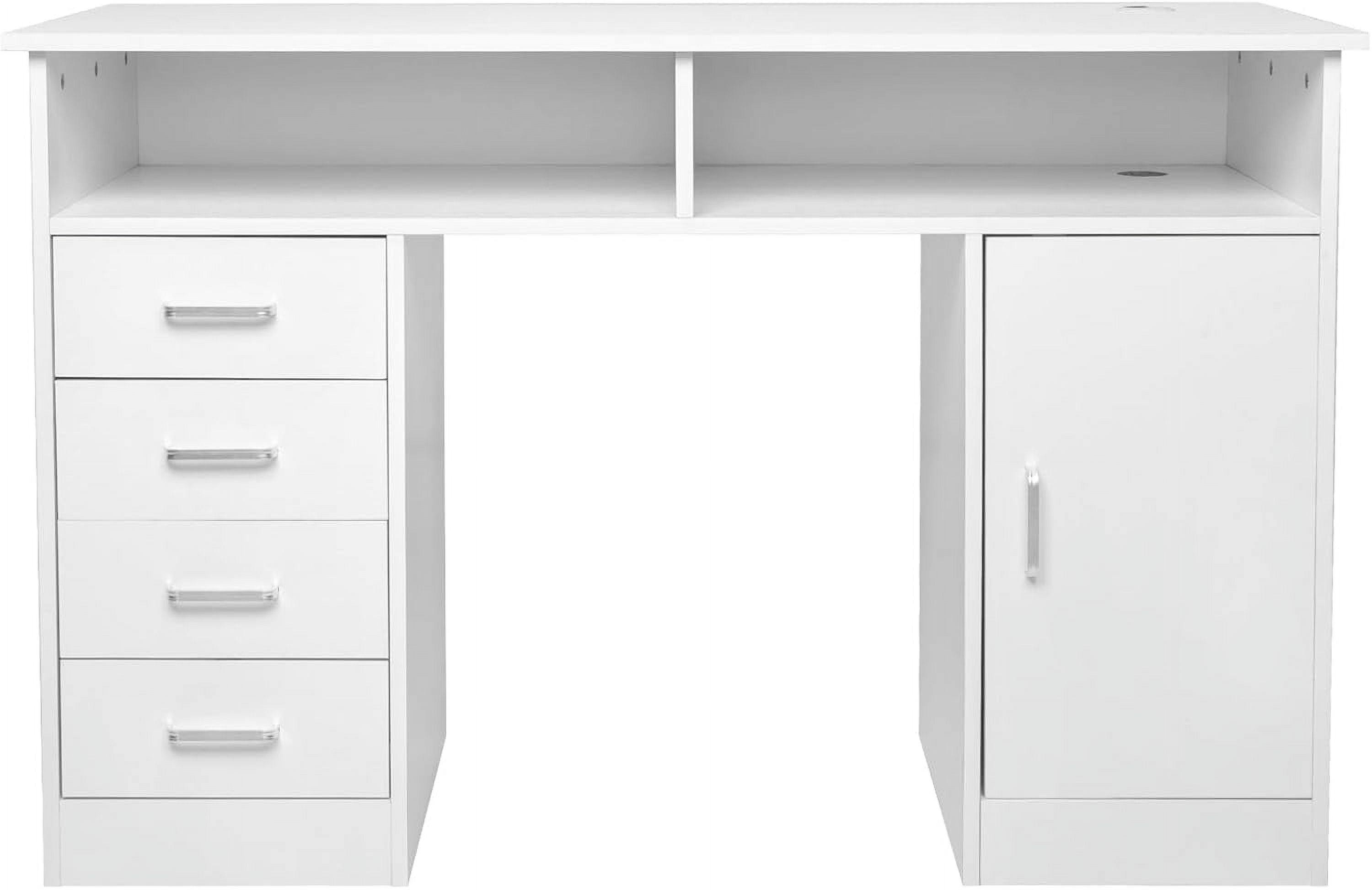 zalema MDF Computer Desk with 4 Drawers and A Storage Cabinet, White ...