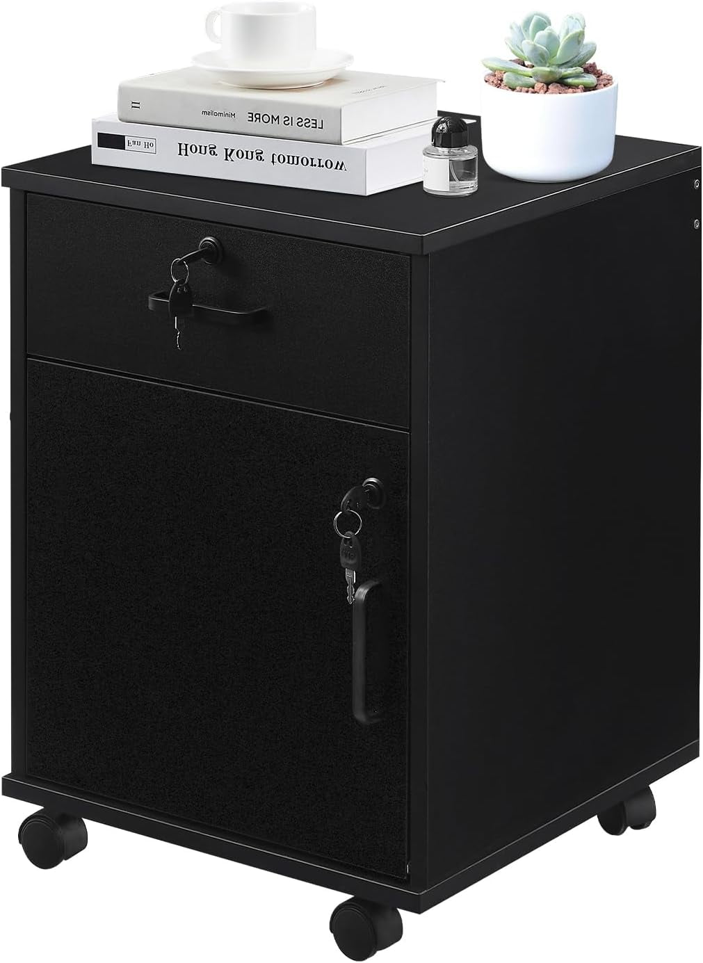 zalema Mobile File Cabinet with Lockable Drawer & Door, Under Desk ...