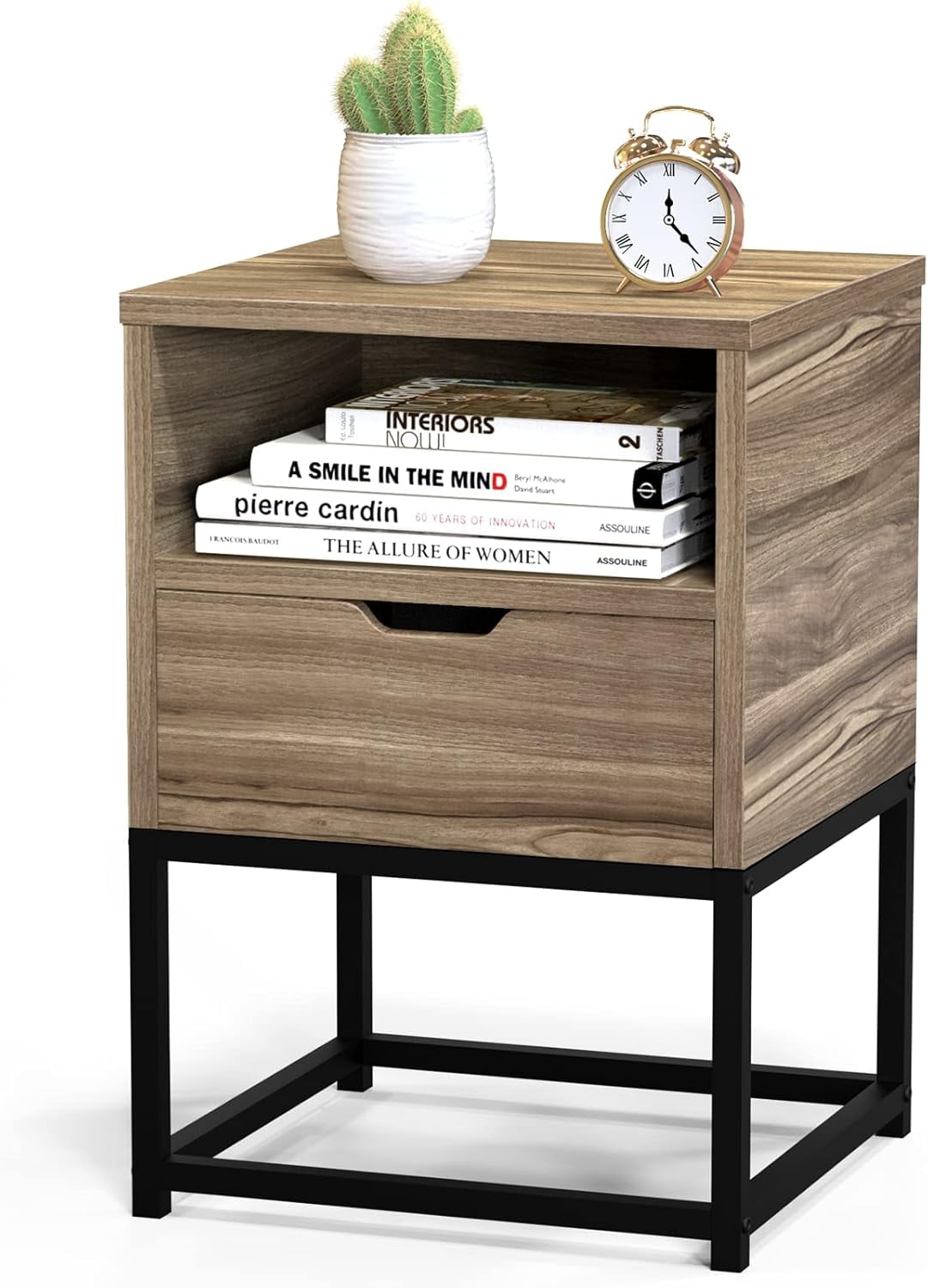 zalema Nightstand with Drawer Wood End Table Night Stand with Open ...