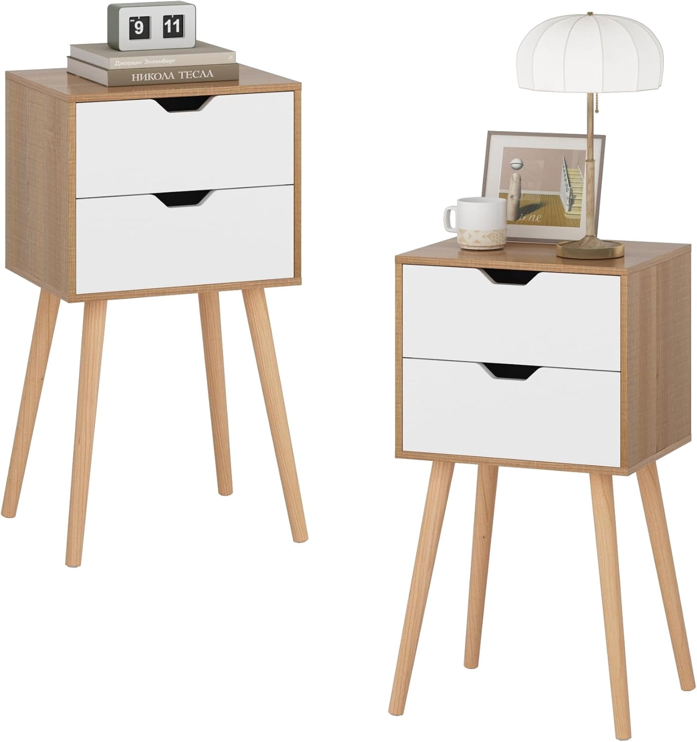 zalema Nightstands Set of 2, Night Stand with Drawers, Bedside Tables ...
