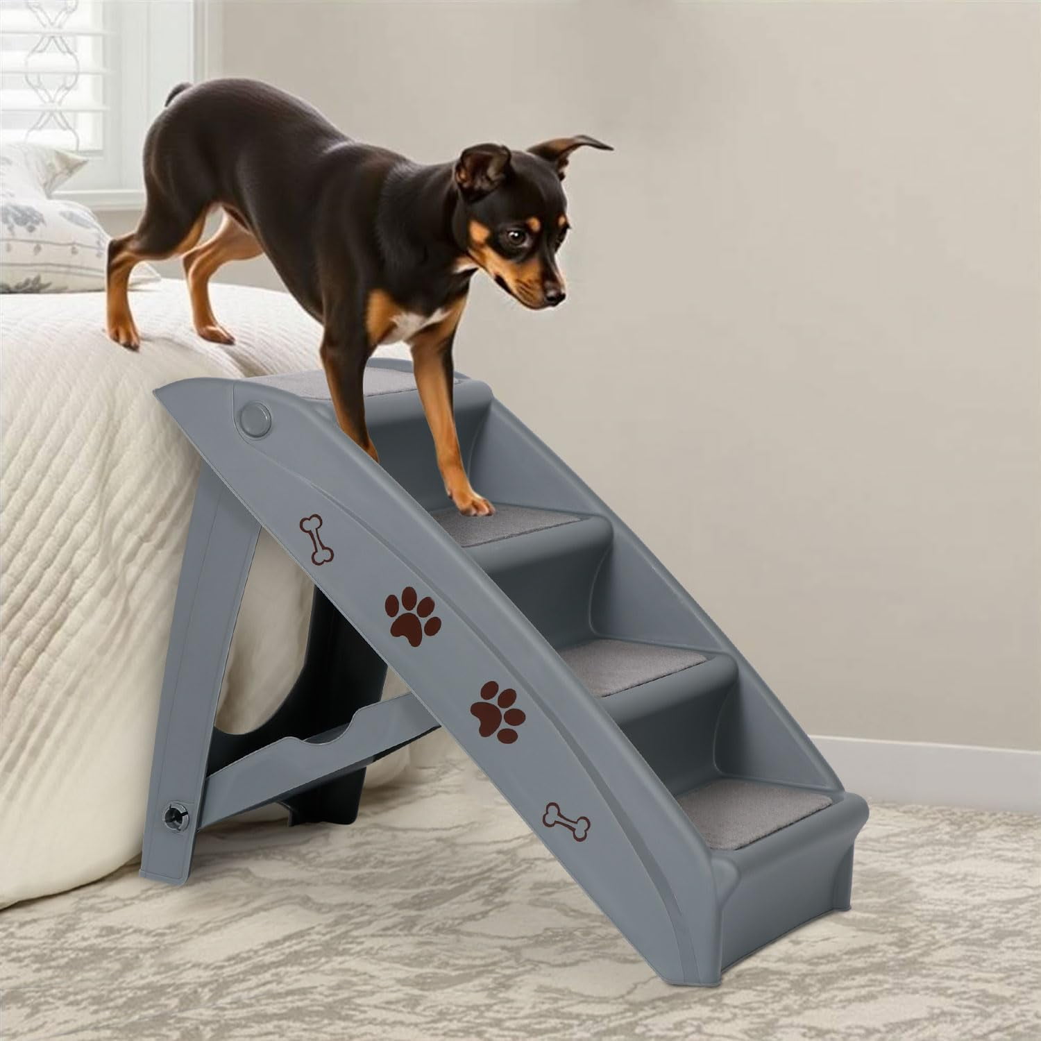 zalema Non-Slip Foldable Steps Stairs for Dogs and Cats, 4-Step ...