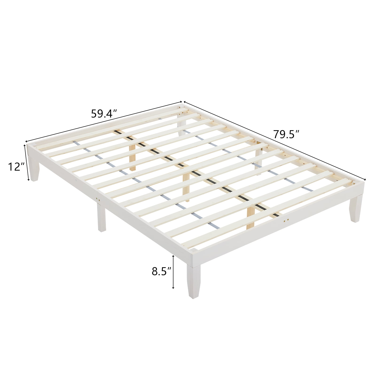 zalema Wood Bed Frame Platform with Under Bed Slats Support, Heavy Duty ...
