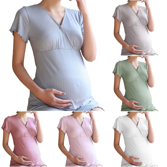 zaveiop 2 PCS Maternity Nursing Pajamas Set Postpartum Breastfeeding ...