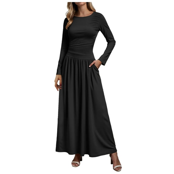 zaveiop Casual Long Sleeve Dresses Spring Dresses 2025 Wedding Guest ...