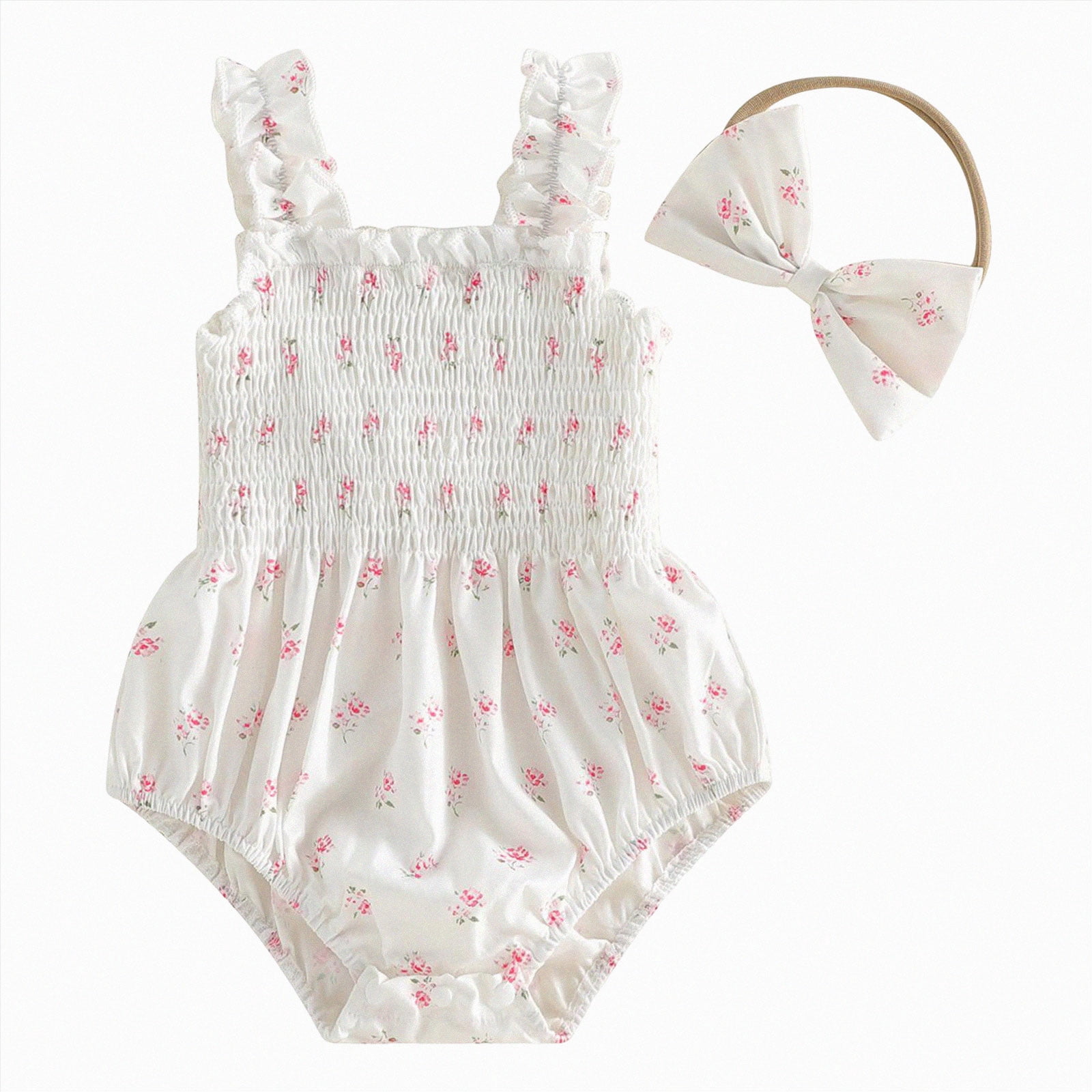 zaveiop Preemie Baby Girl Clothes Cotton Romper Ruffle Sleeve Jumpsuit ...