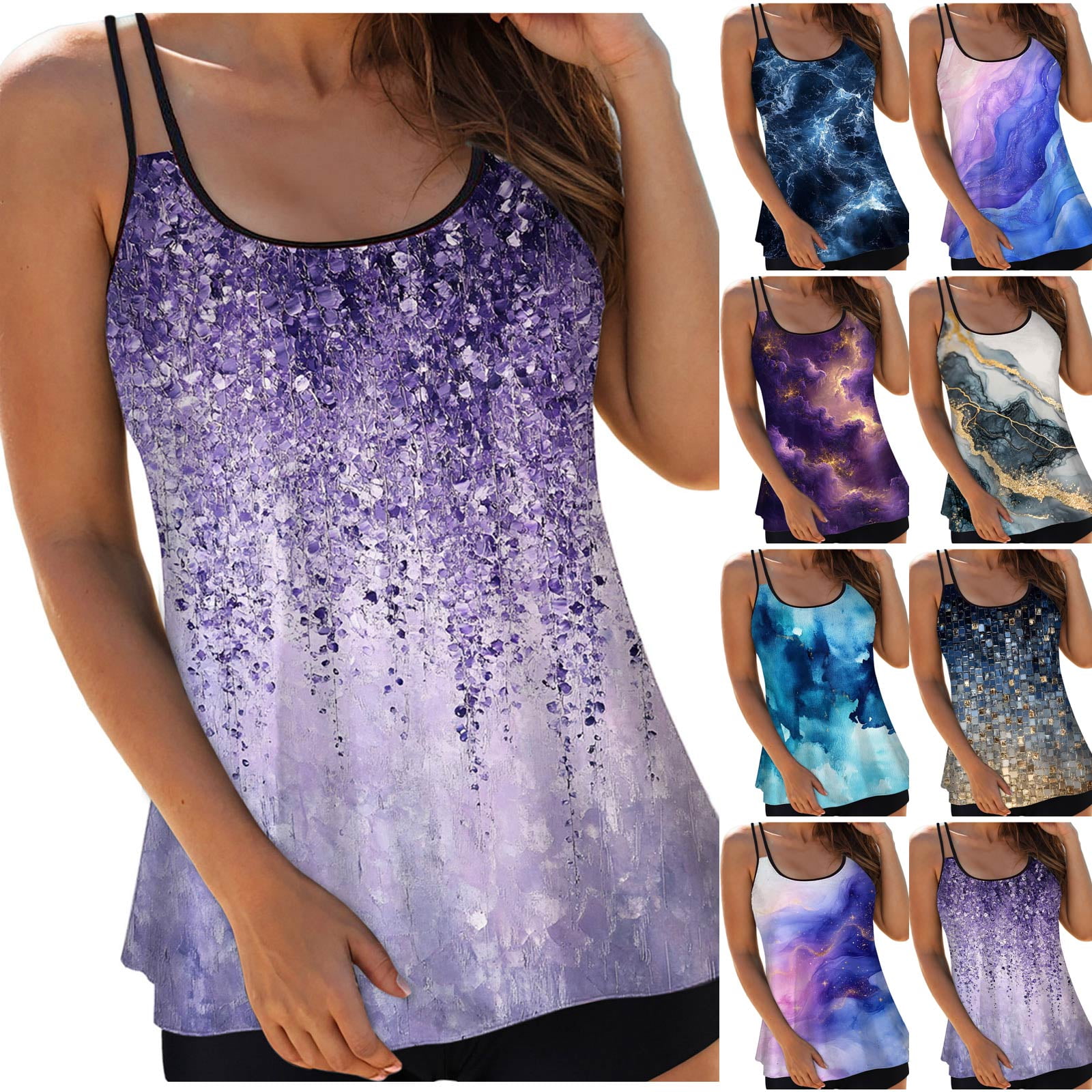 zaveiop Swim Suits for Women 2025 Women's High Neck Tankini Tops Only ...