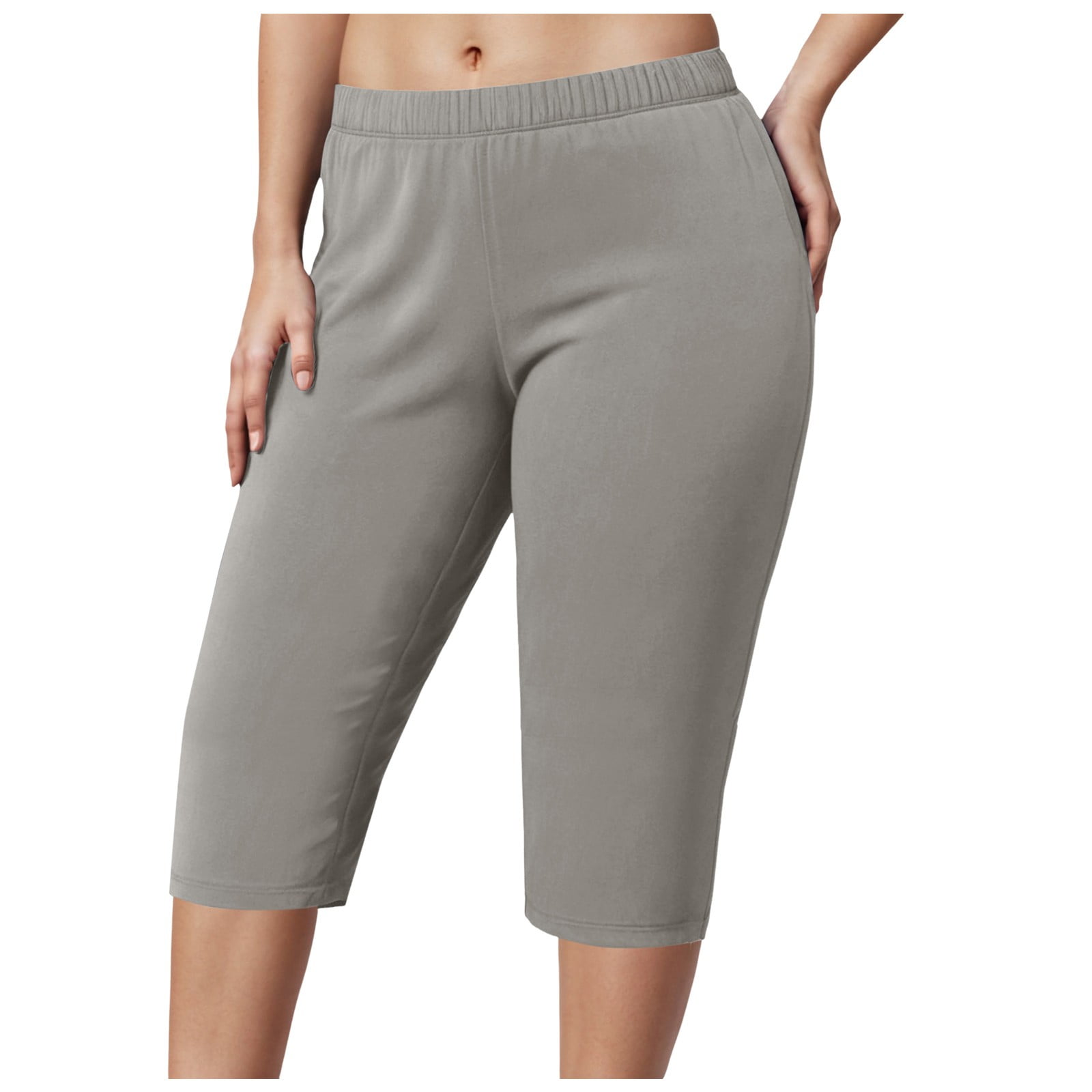 zaveiop Women Capri Pants Plus Size Stretch Knee Length Leggings ...