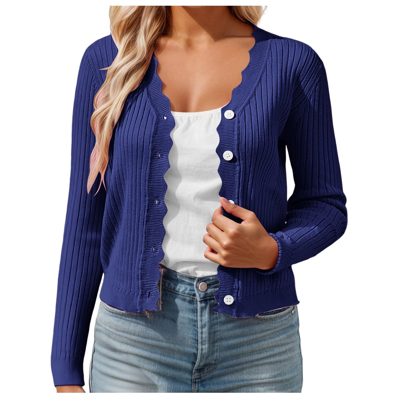 zaveiop Womens Cropped Cardigan Knit Shrugs for Dresses Tops V Neck ...