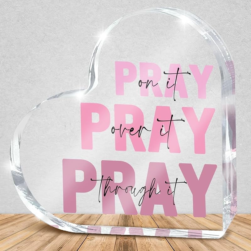 zaxek Pink Inspirational Decor Pray Over It Bible Verse Wall Art ...