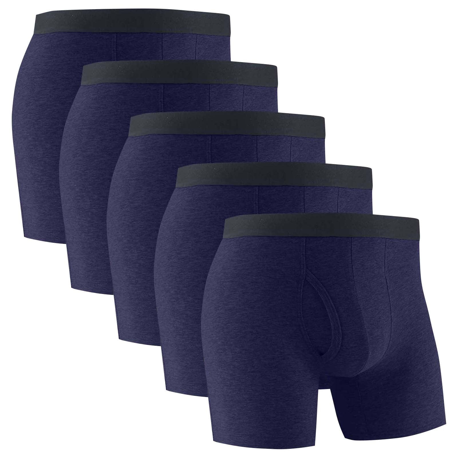 zbxnLI 5 Pack Men's Long Leg Underwear Boxer Briefs with Fly Elastic ...