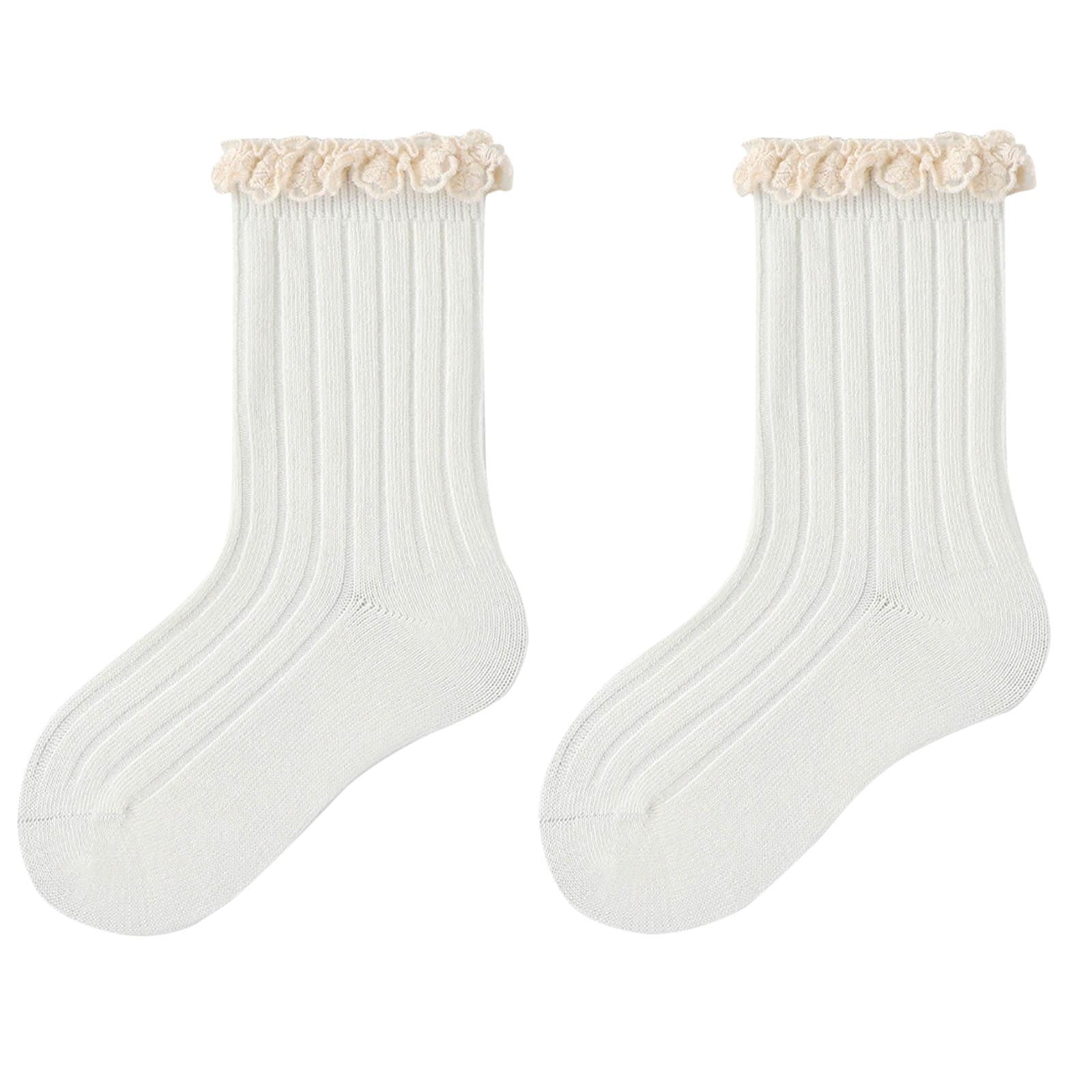 zbxnLI Girls Crew Socks Little Girls Frilly Turn Cuff Socks School ...
