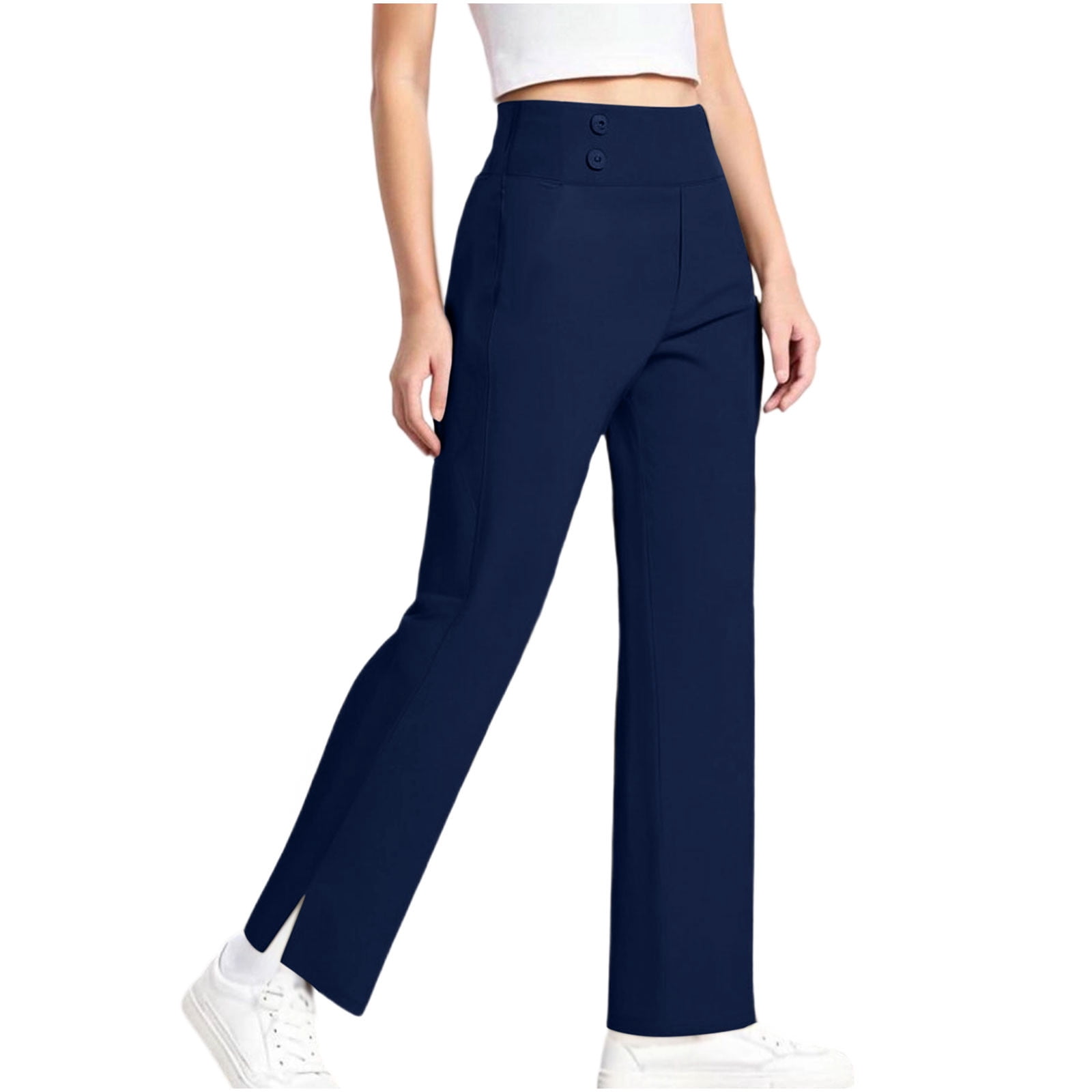 zbxnLI Girls Uniform Pants Stretch High Waist Straight Leg Dress Pants ...