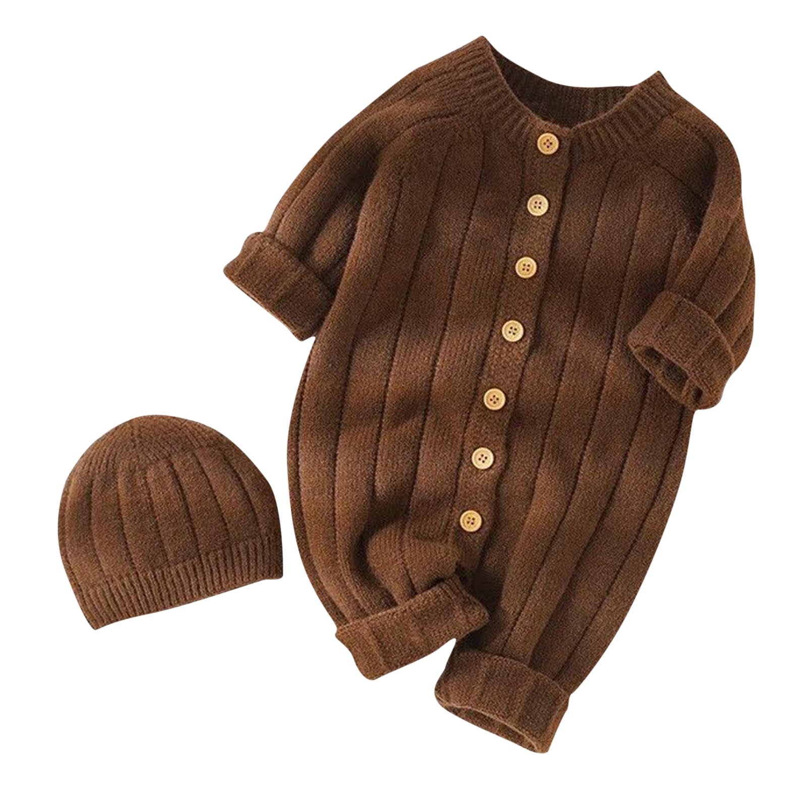 zbxnLI Infant Baby Knit Sweater Jumpsuits Button up Long Sleeve for ...