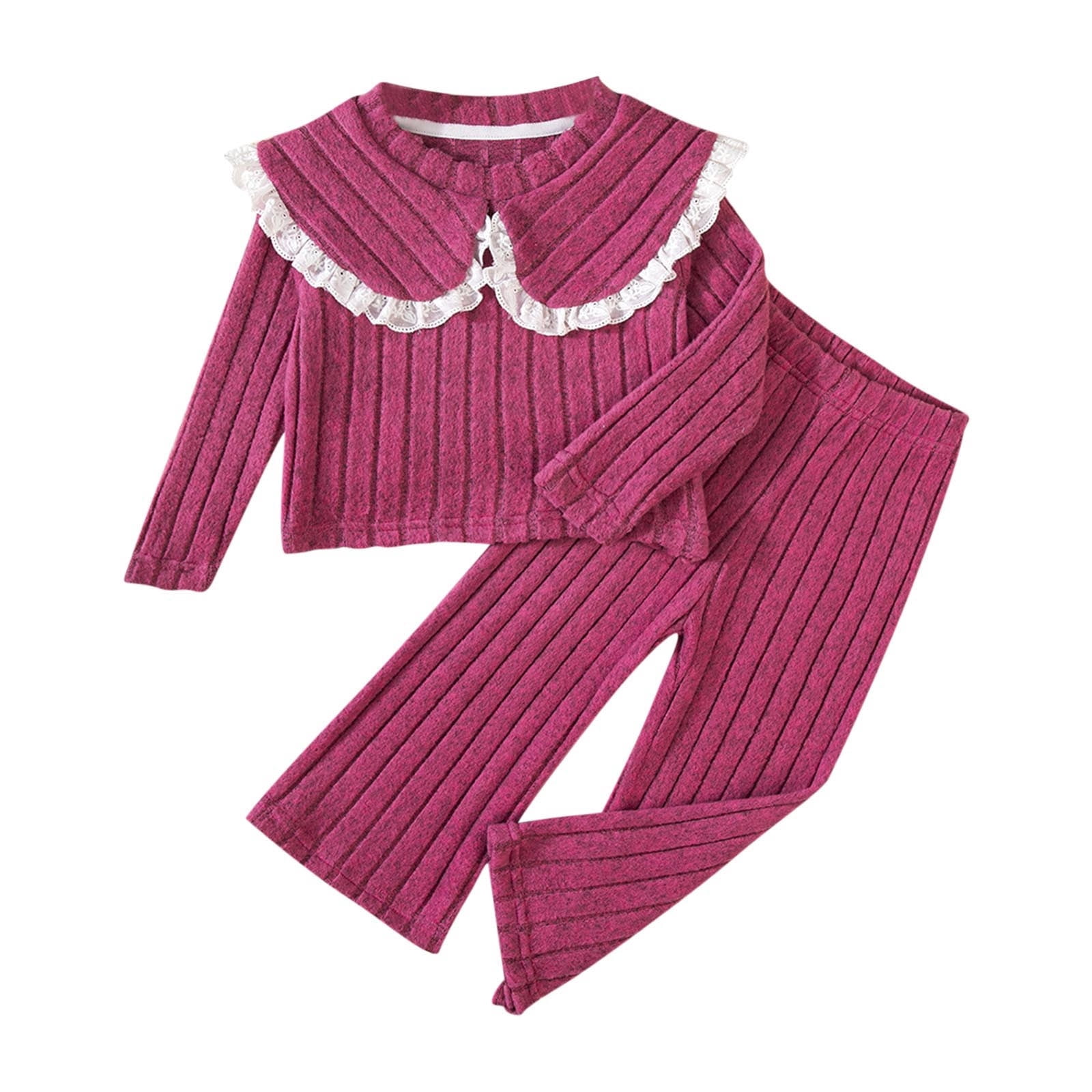 zbxnLI Kids Girls Clothes Sets 2 Piece Lapel Long Sleeve Top and Pants ...