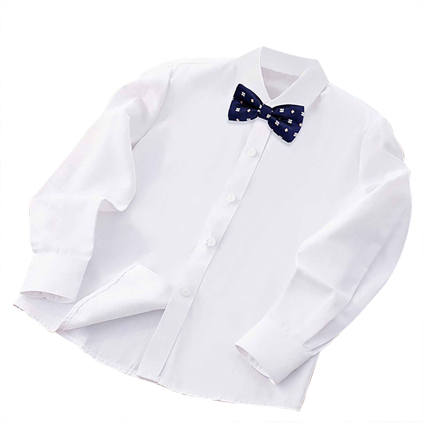 zbxnLI Little and Big Boys Dress Shirts Bow Tie Collar Button down ...
