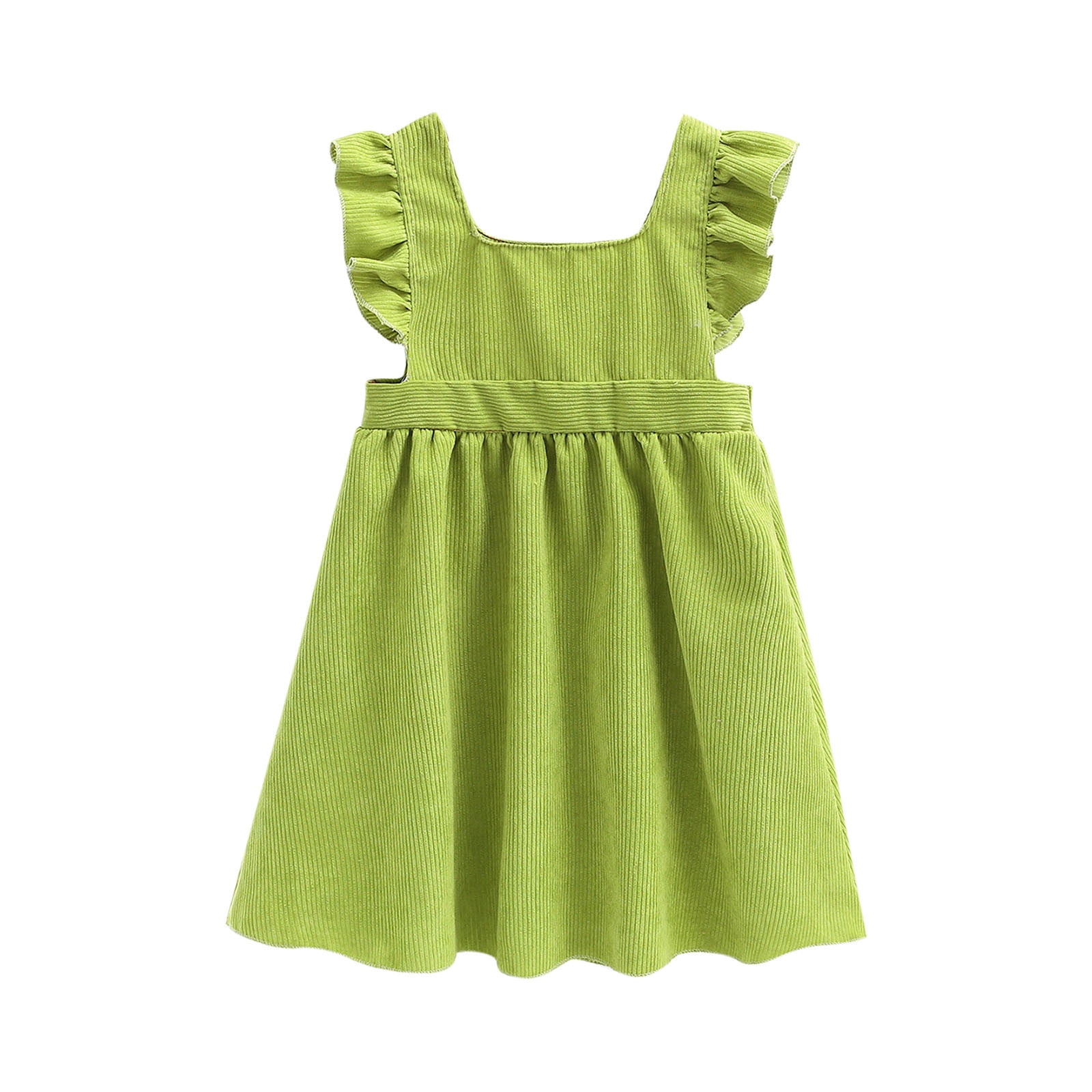 zbxnLI Toddler Girls Corduroy Dress Ruffle Sleeve Square Neck Princess ...