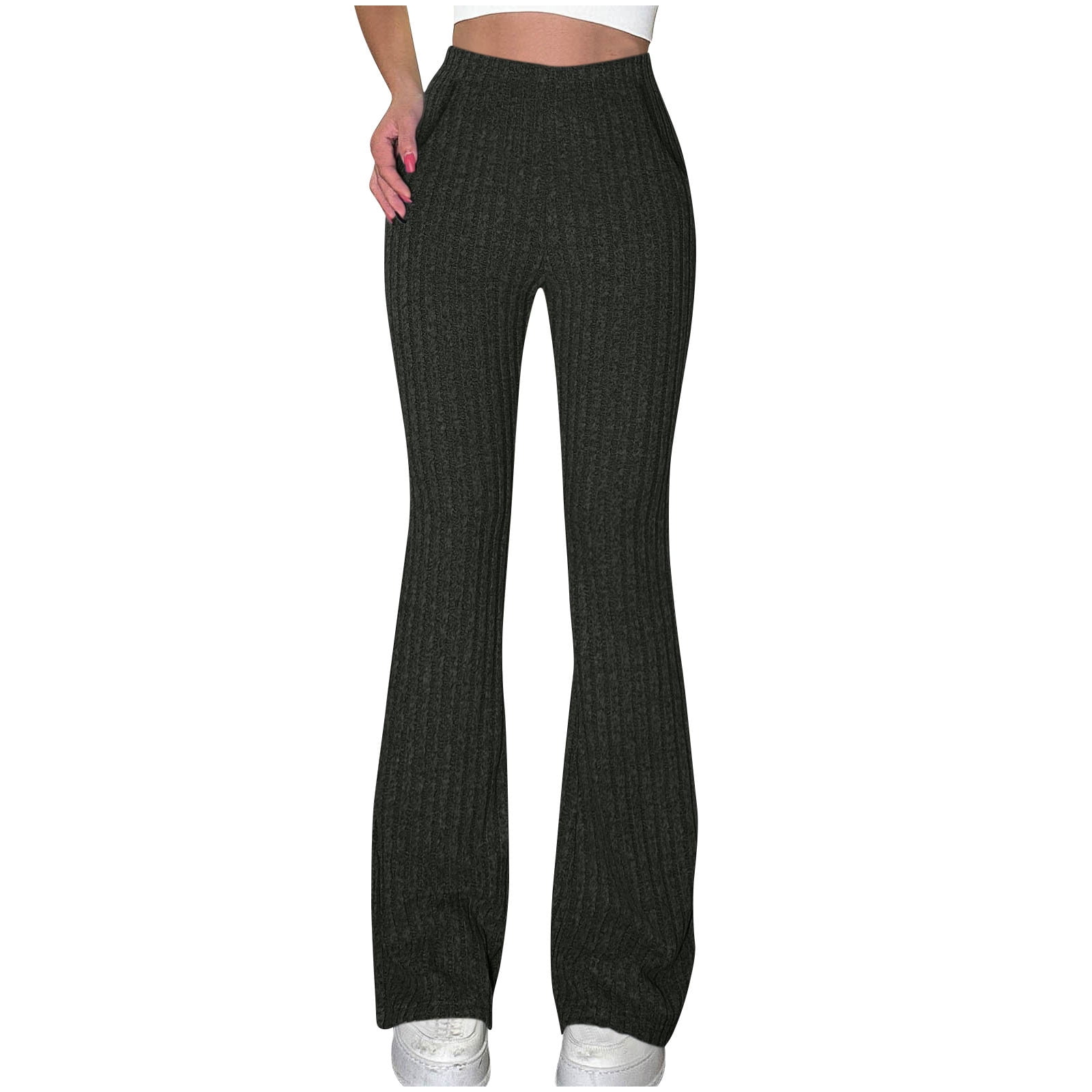 zbxnLI Women's Flared Leg Pants High Waisted Bell Bottom Pants Stretch ...
