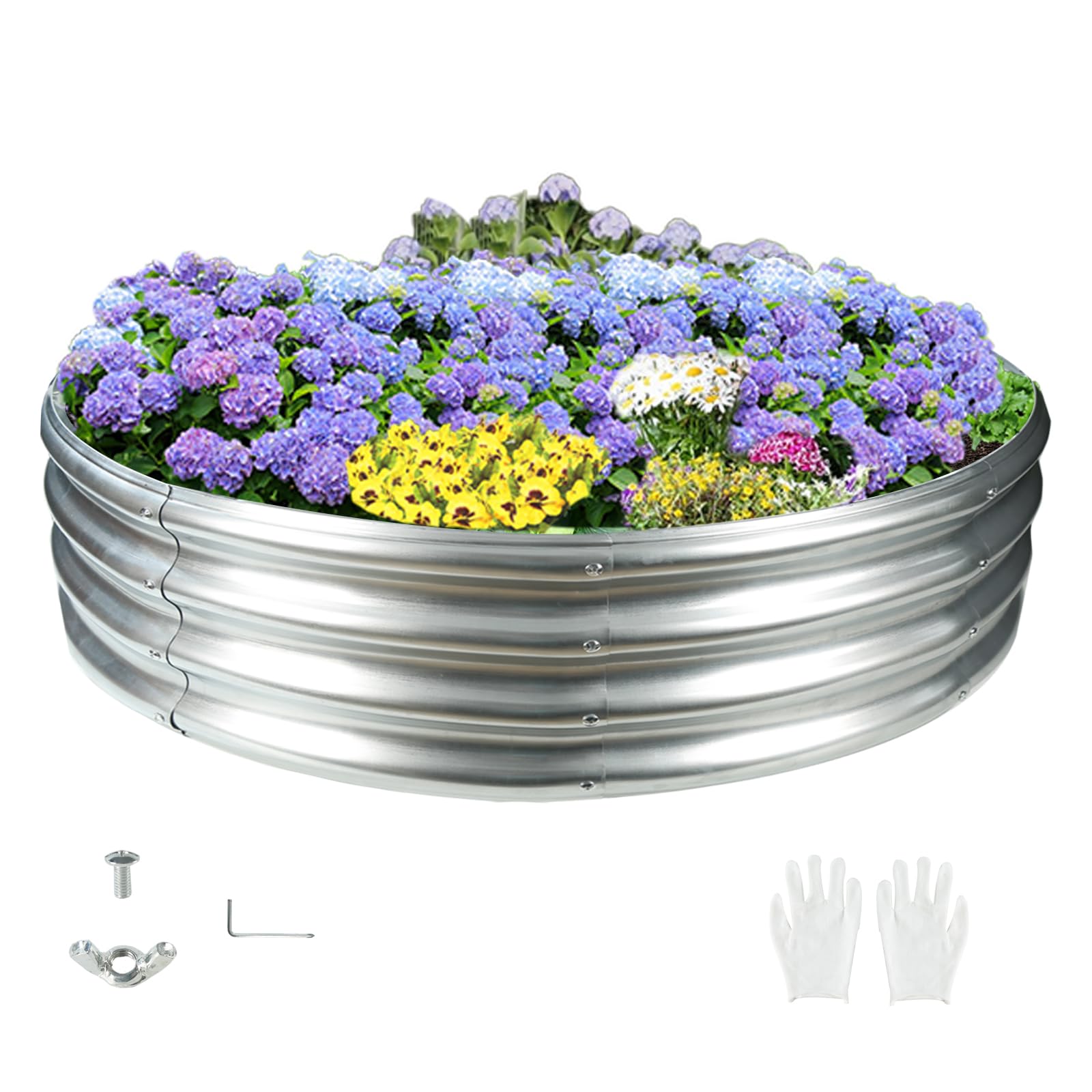 zbzbml Durable Round Galvanized Steel Raised Garden Bed for Planting ...