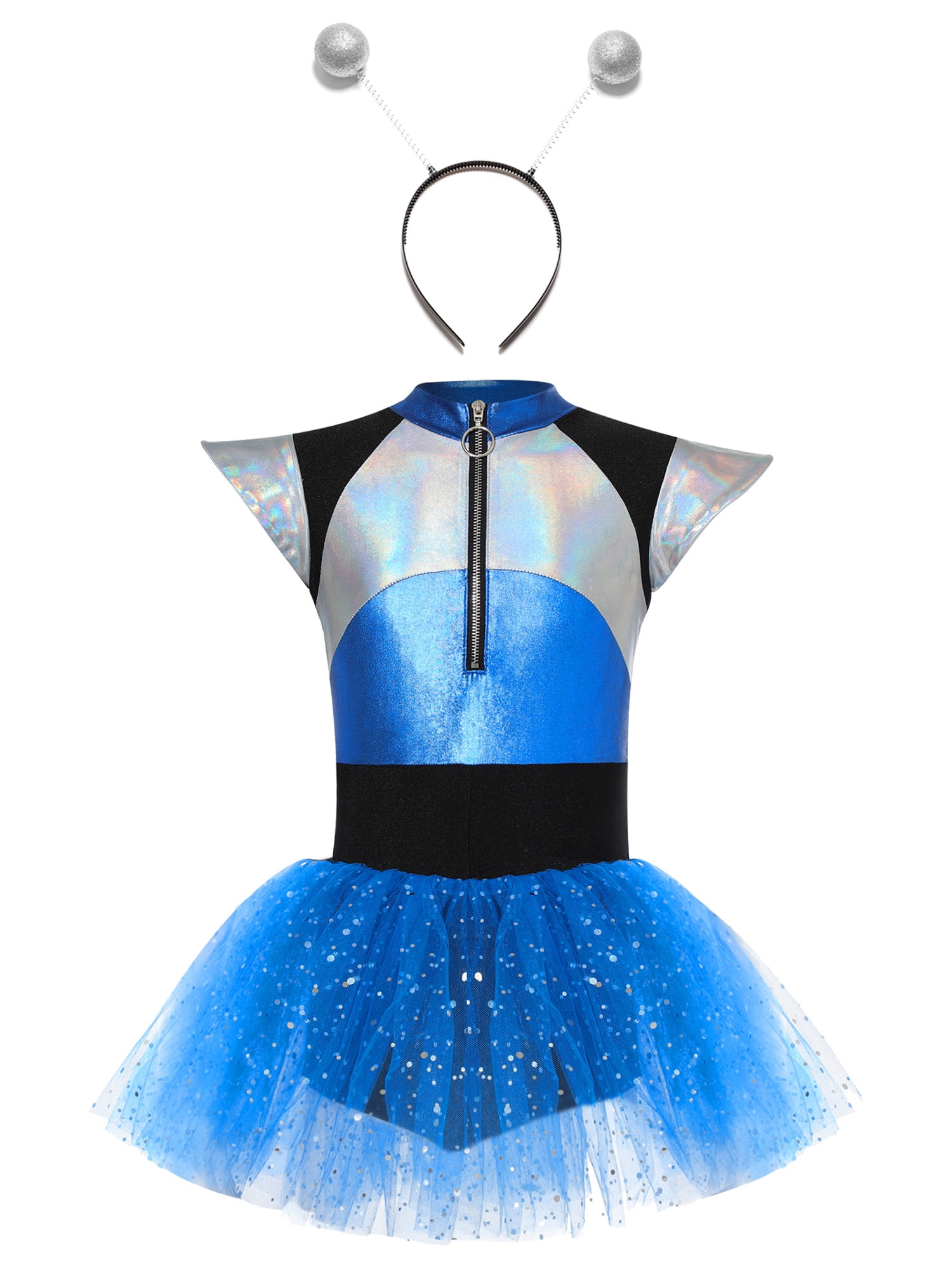 zdhoor Girls Alien Costumes Metallic Tutu Dance Dress Skirt Leotard ...