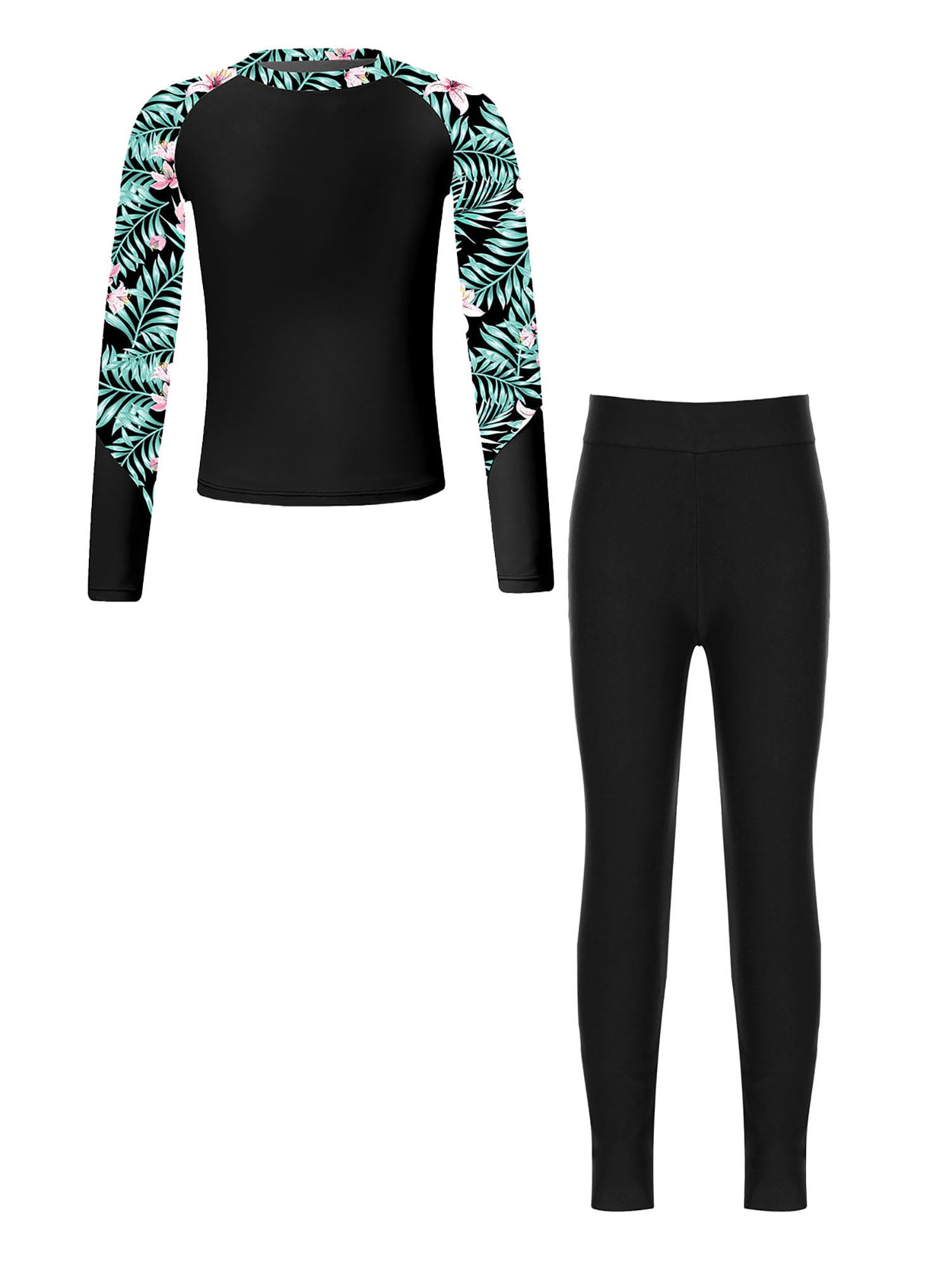 zdhoor Girls Rash Guard Set Sun Protection Swimsuit Swim Top with Swim ...