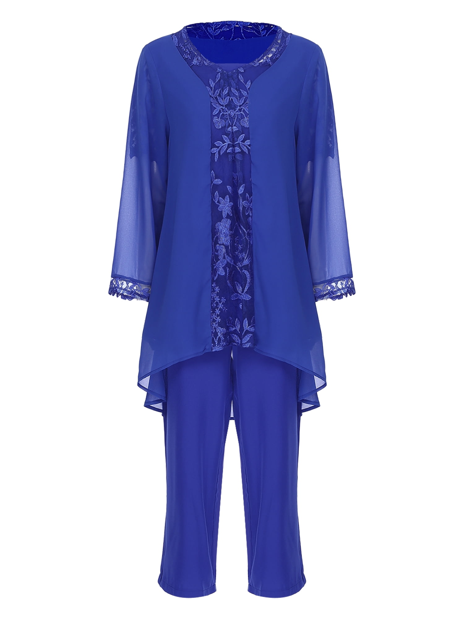 zdhoor Plus Size Mother of Bride Pant Suits 3 Piece Floral Sets Wedding ...