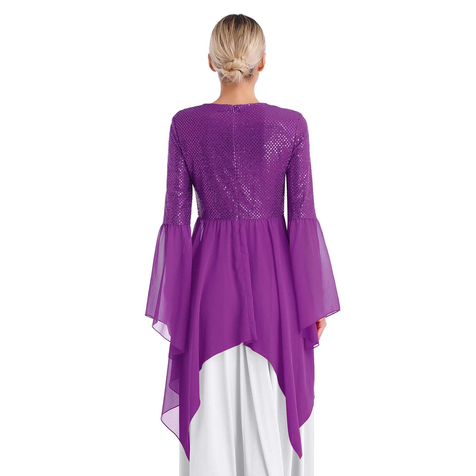 zdhoor Women Sequin Liturgical Praise Dance Tunic Asymmetrical Worship ...