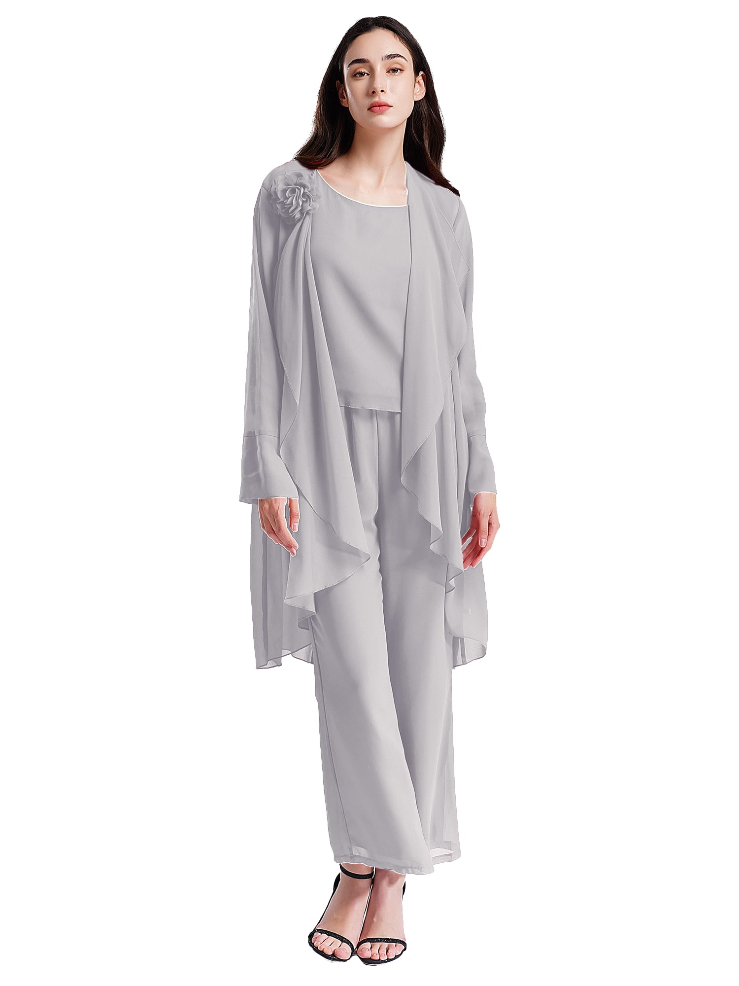 zdhoor Women's 3PC Chiffon Party Pants Suit Mother of The Bride Dressy ...