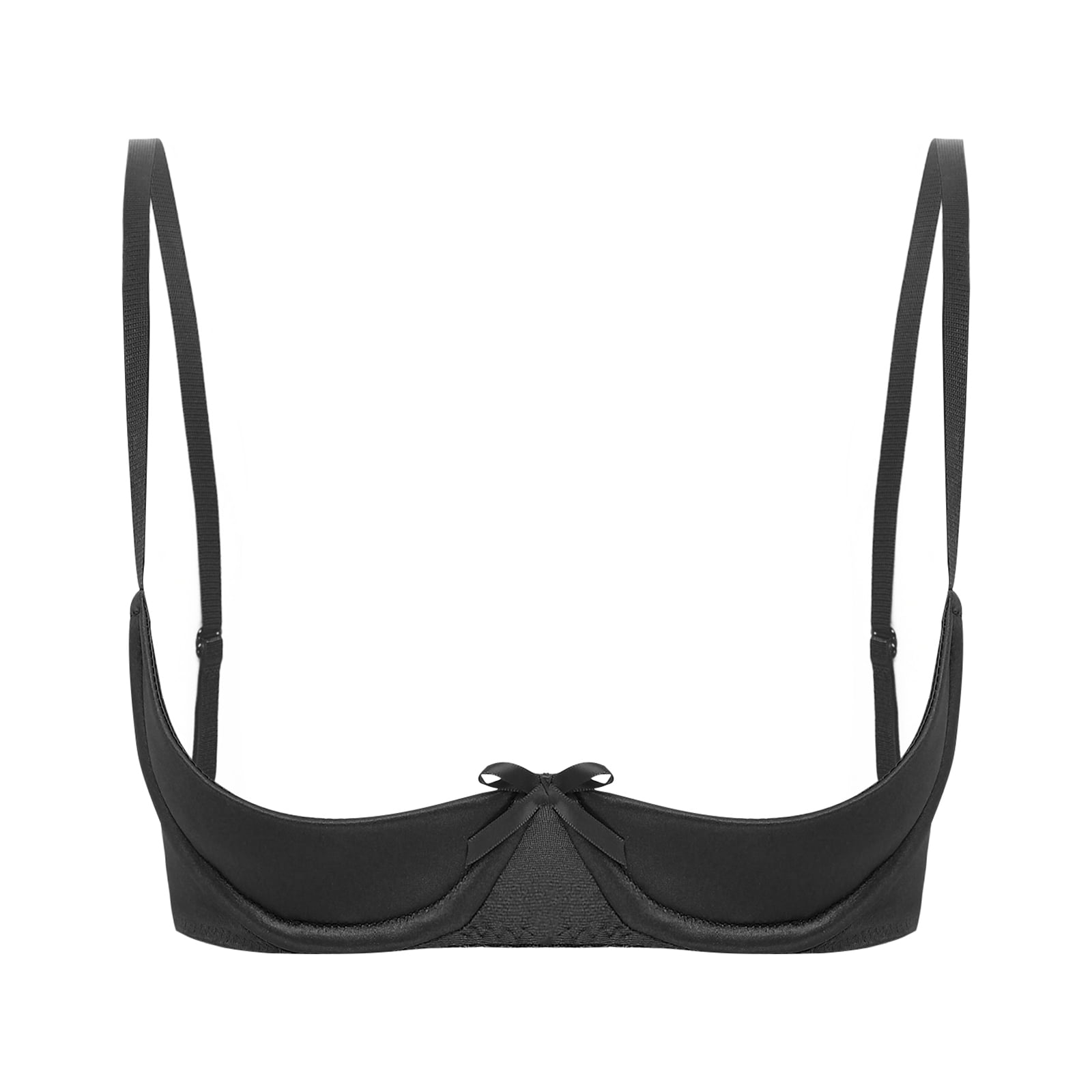 zdhoor Women's Satin Balconette Bra Demi Half Cup Push Up Underwire Bra ...