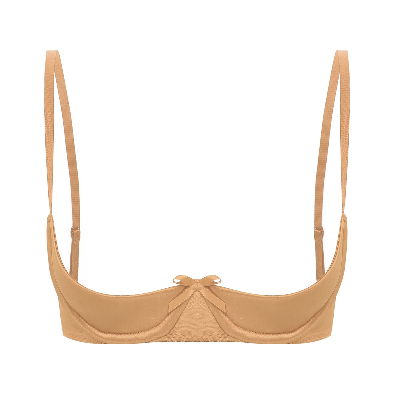 zdhoor Women's Satin Balconette Bra Demi Half Cup Push Up Underwire Bra ...