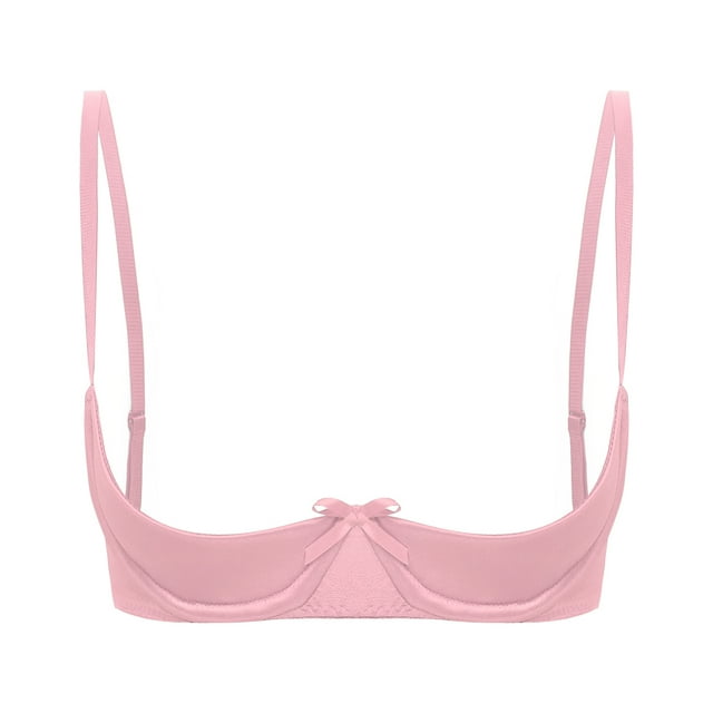 zdhoor Women's Satin Balconette Bra Demi Half Cup Push Up Underwire Bra ...