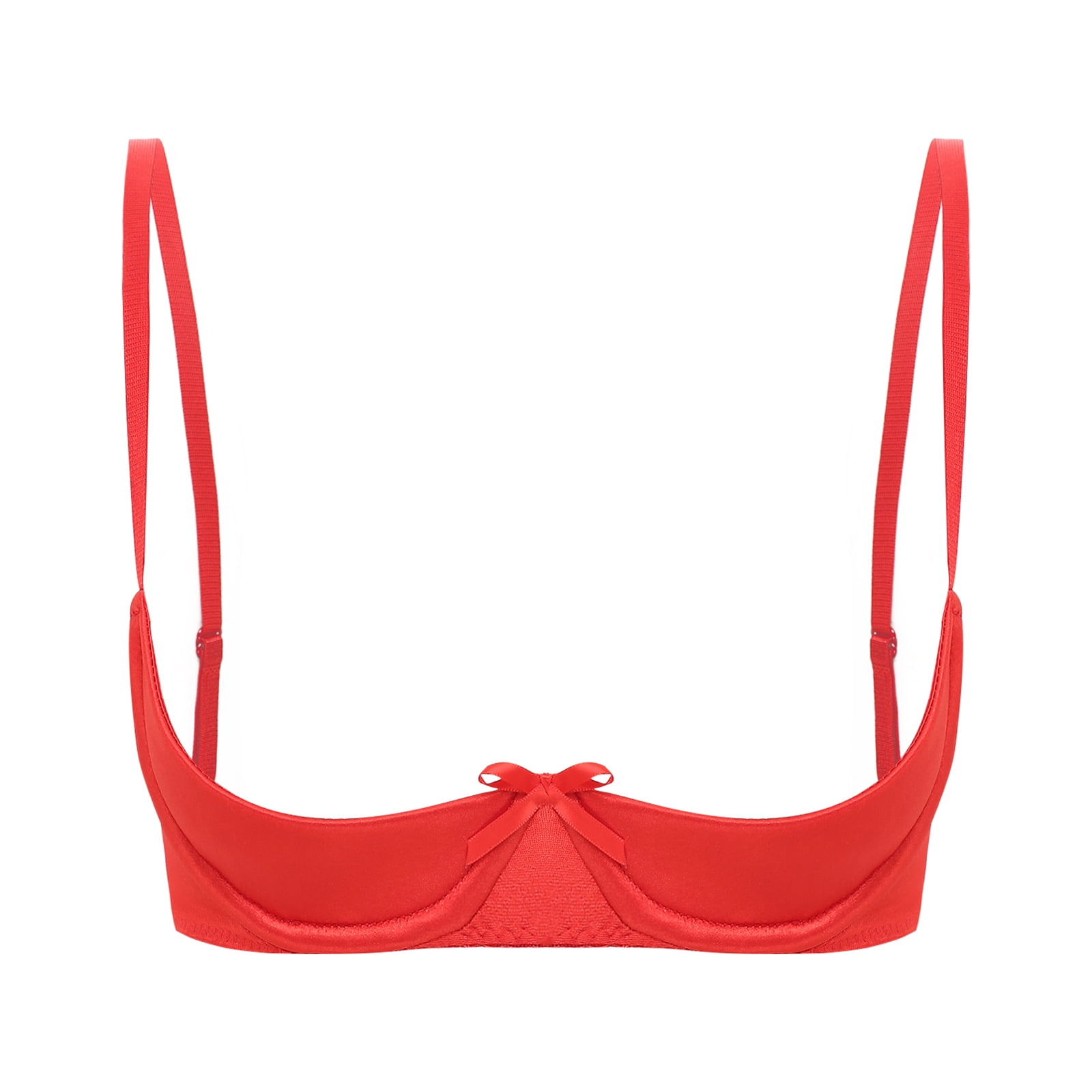 zdhoor Women's Satin Balconette Bra Demi Half Cup Push Up Underwire Bra ...