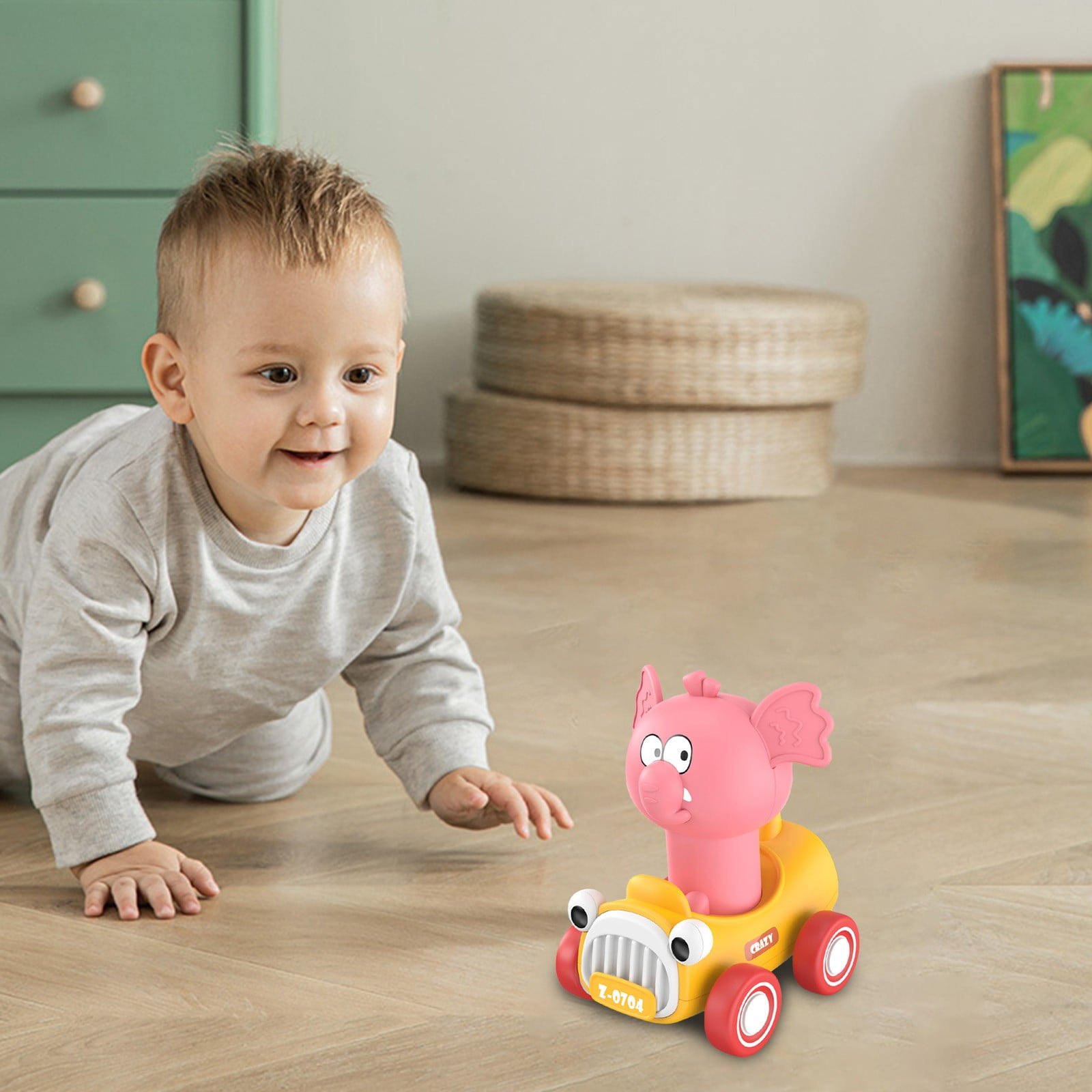 zdtodz Press & Go Baby Toy Car, Robot Push-Along Vehicles Interactive ...