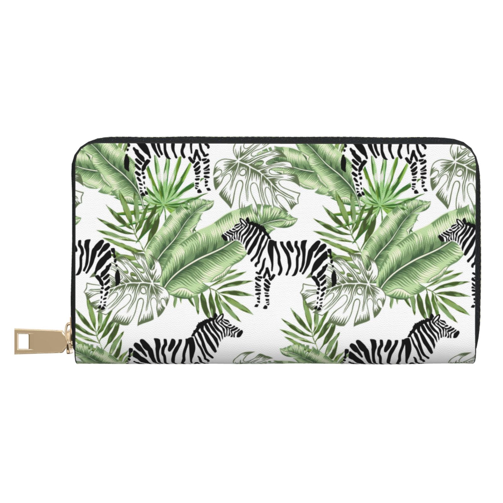 zebras Tropical Leaves cute Wallet Women, Leather Bifold Multi Card ...