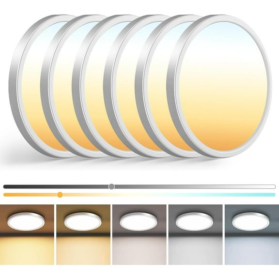 6PACK LED Flush Mount Ceiling Light, 3CCT Selectable 3000K-4000K-6500K ...
