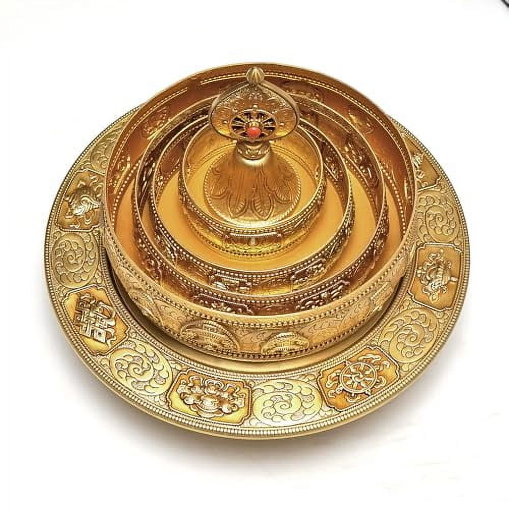 zenmood Tibetan Buddhist Mandala Offering Set, Brass Ceremonial Tower ...