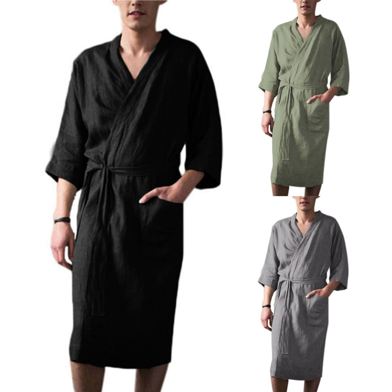 zeranth Men Nightgown Men Bath Robe Soft Super Water Absorption Lace Up ...