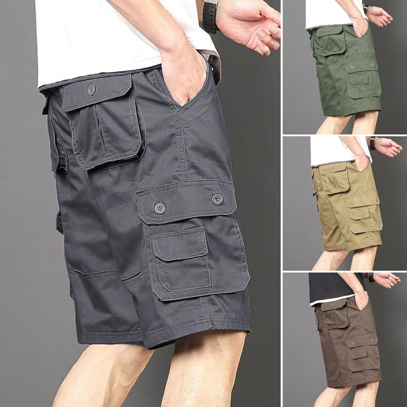 zeranth Men Summer Cargo Shorts Button Zipper Fly Multi Pockets Design ...