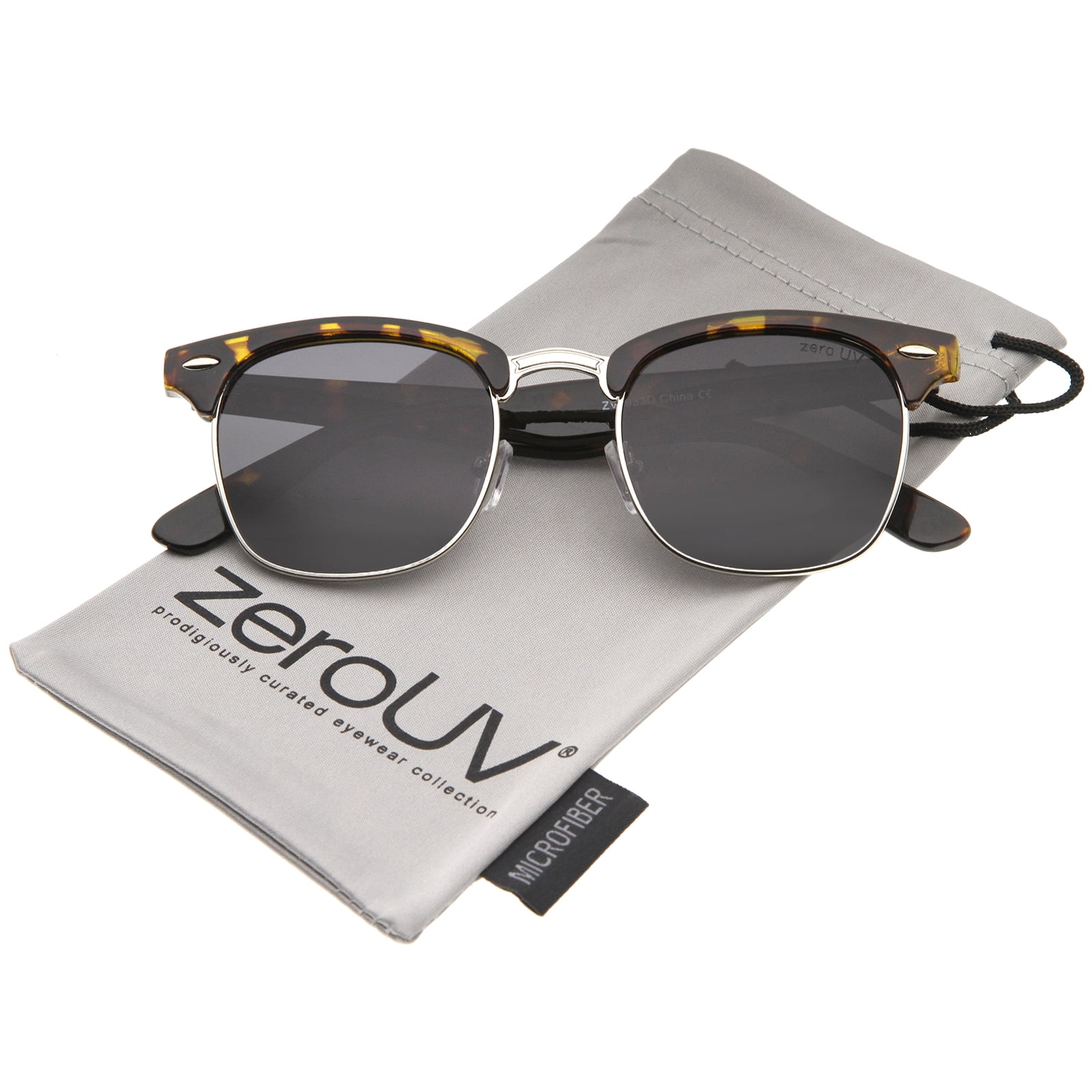zeroUV - Polarized Lens Classic Half Frame Horn Rimmed Sunglasses 50mm ...