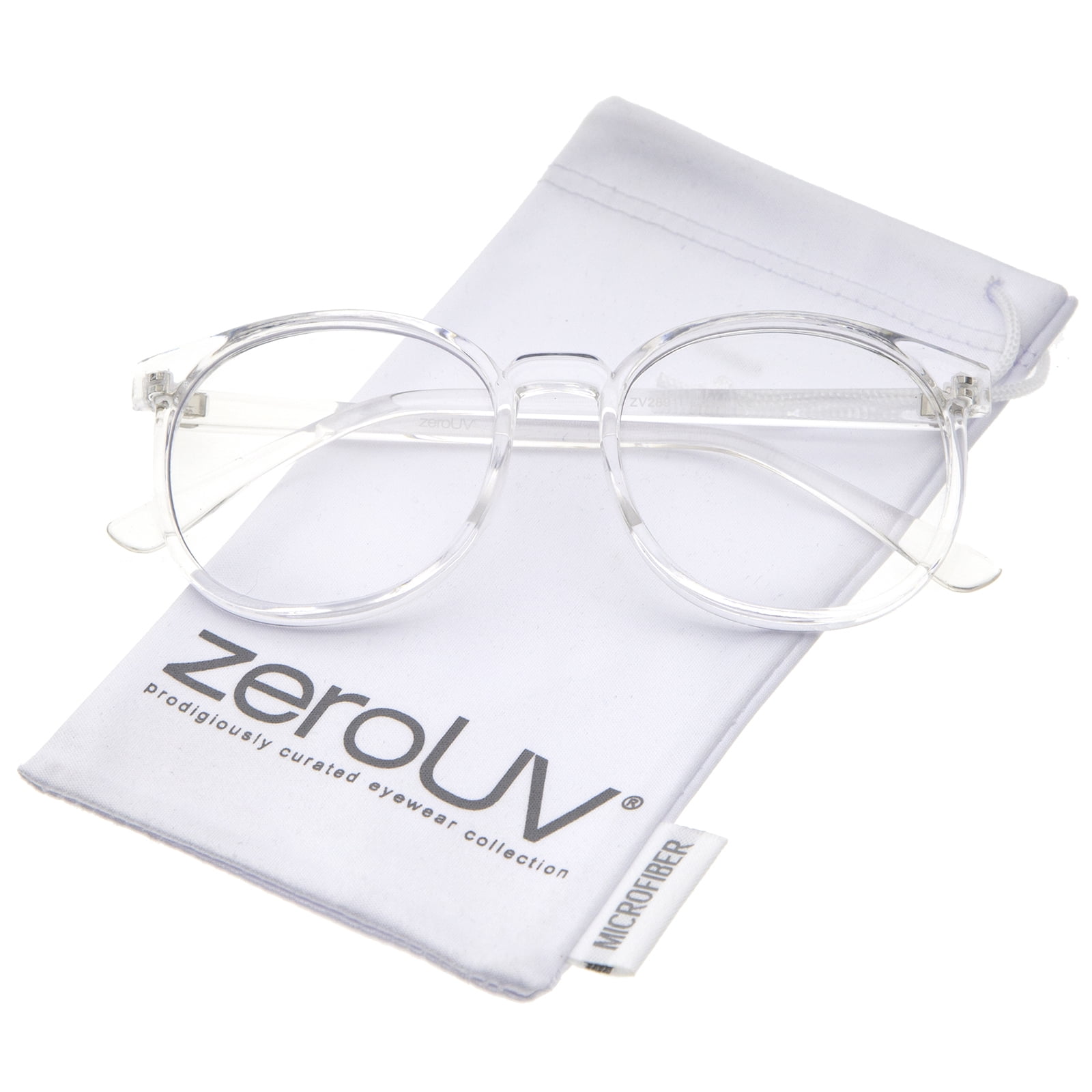 zeroUV Unisex Classic P3 Horn Rimmed Clear Lens Round Eyeglasses 53mm ...