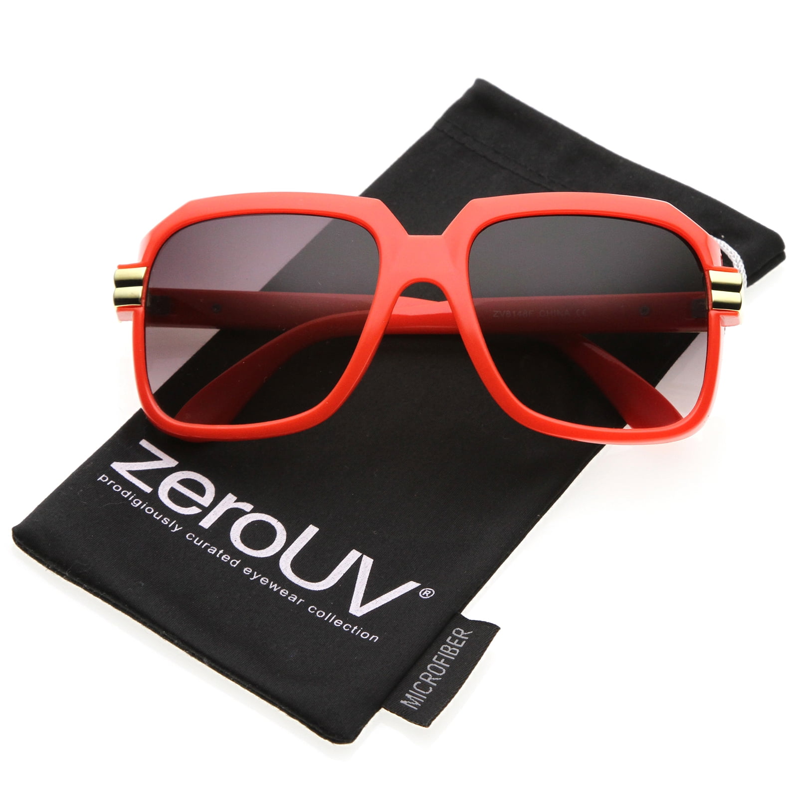 zeroUV Unisex Large Metal Accented Temple Neutral-Colored Lens Square ...