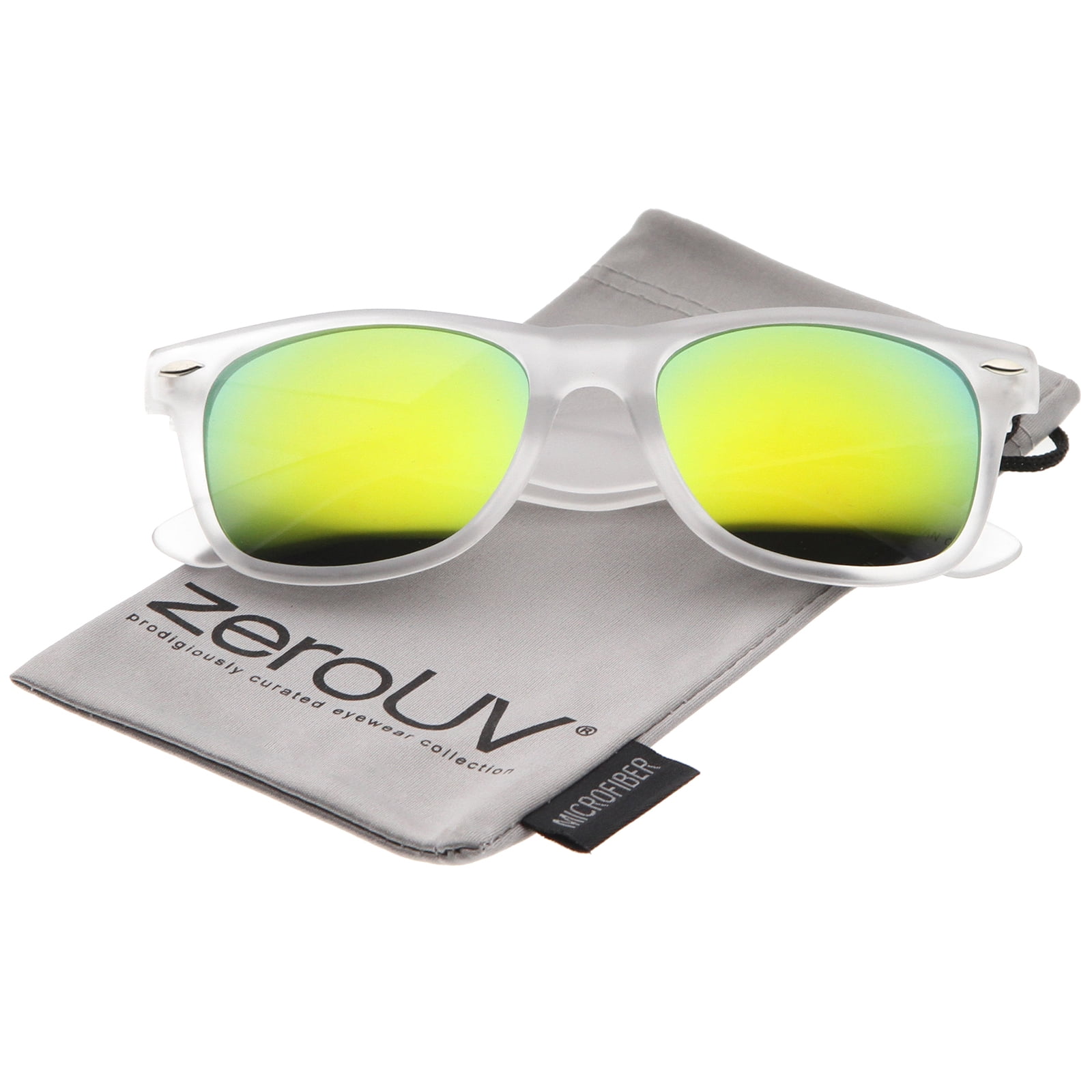 zeroUV Unisex Matte Frosted Frame Reflective Colored Mirror Lens Horn ...