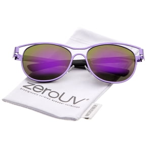 zeroUV Female Women's Metal Frame Arrow Temples Colored Mirror Flat ...