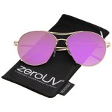 zeroUV Unisex Oversized Thin Metal Frame Semi-Rimless Colored Mirror ...