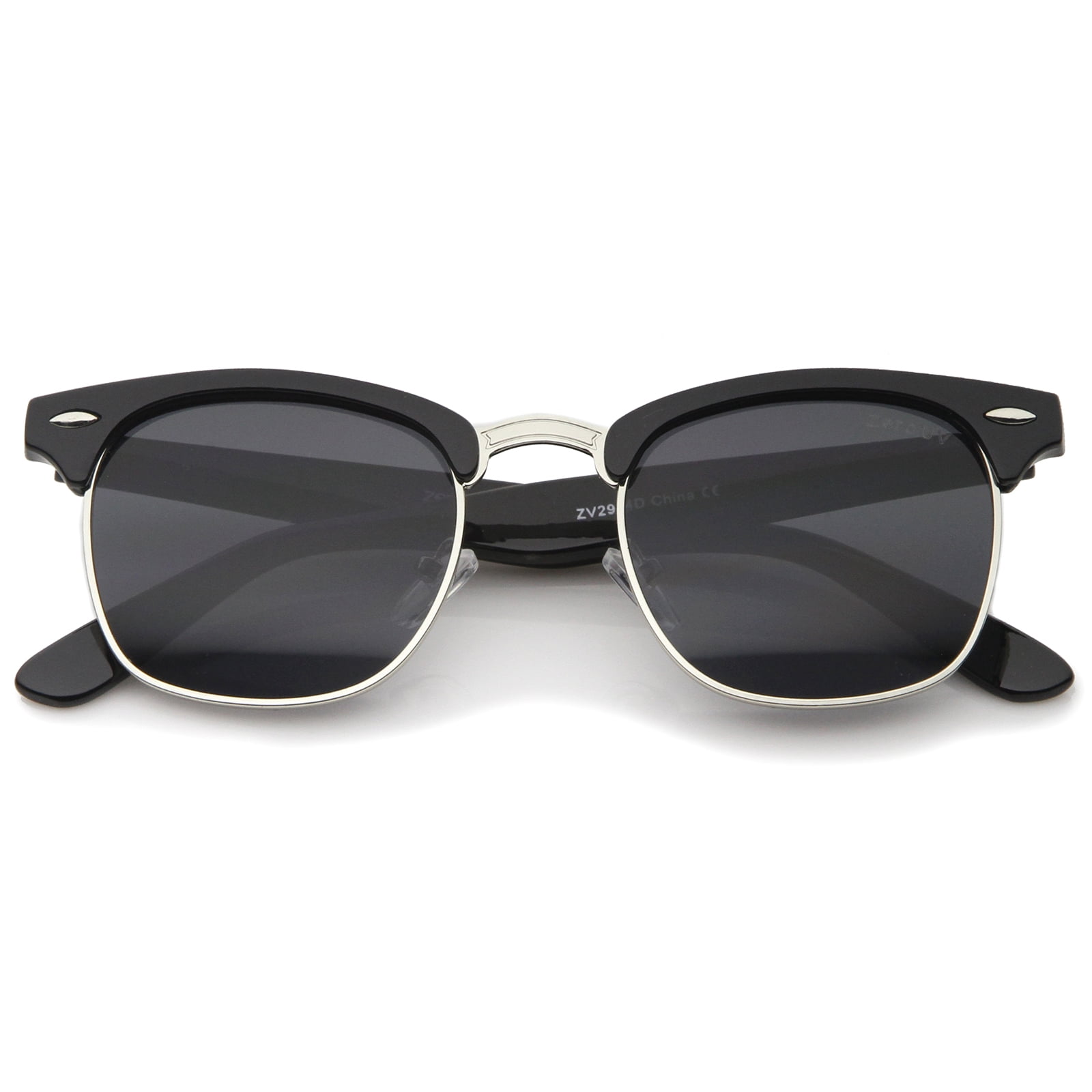 zeroUV Unisex Premium Half Frame Horn Rimmed Sunglasses with Metal ...