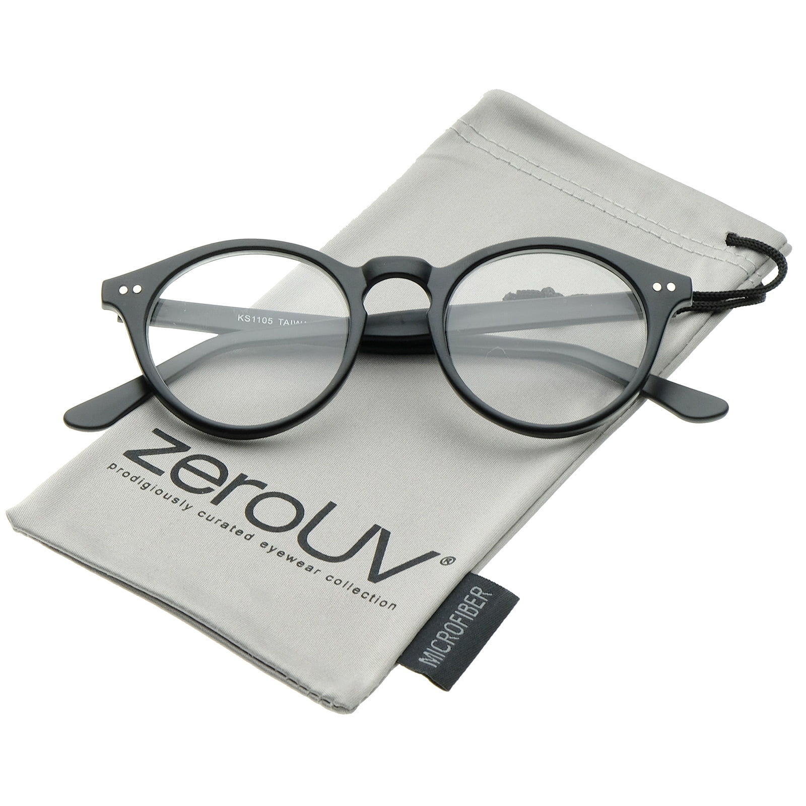 zeroUV Unisex Retro Keyhole Nose Bridge Clear Lens P3 Round Glasses ...