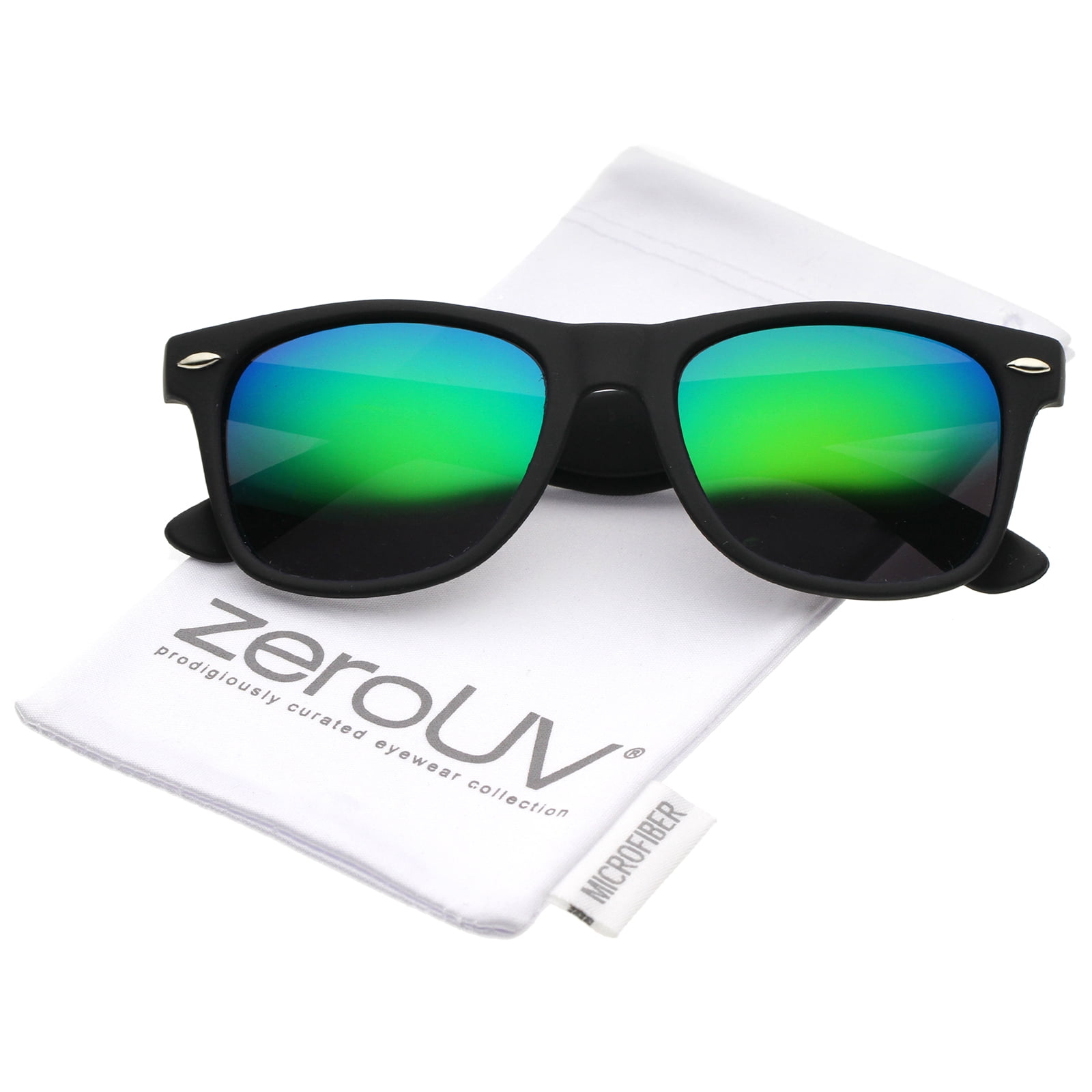 zeroUV Unisex Rubberized Frame Mirror Polarized Lens Square Horn Rimmed ...